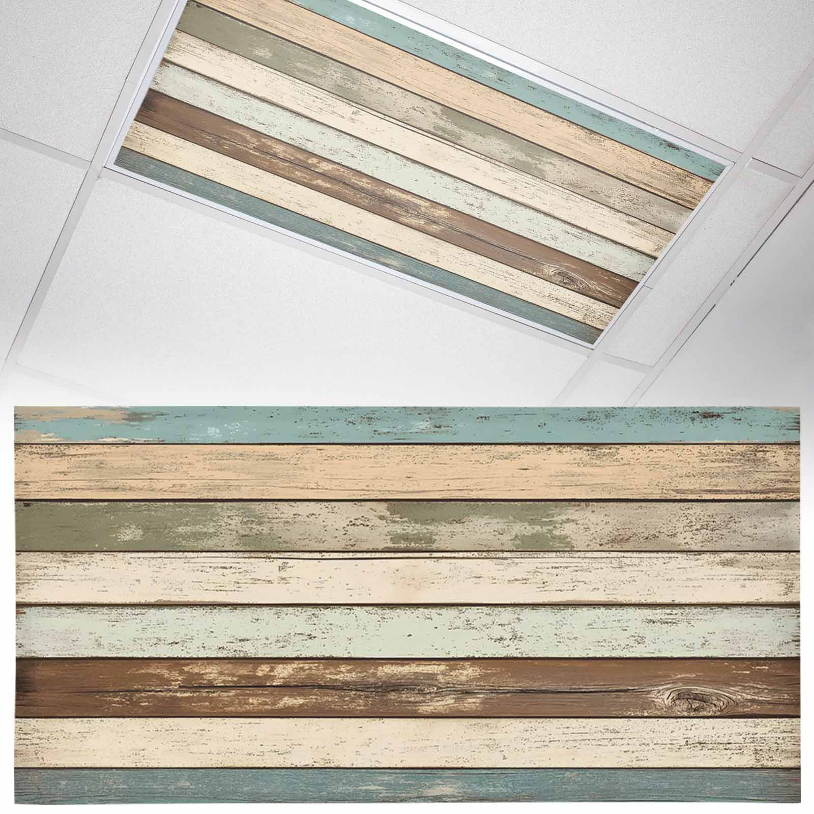 1 Pack Retro Wood Grain Fluorescent Light Covers for Ceiling Lights ...