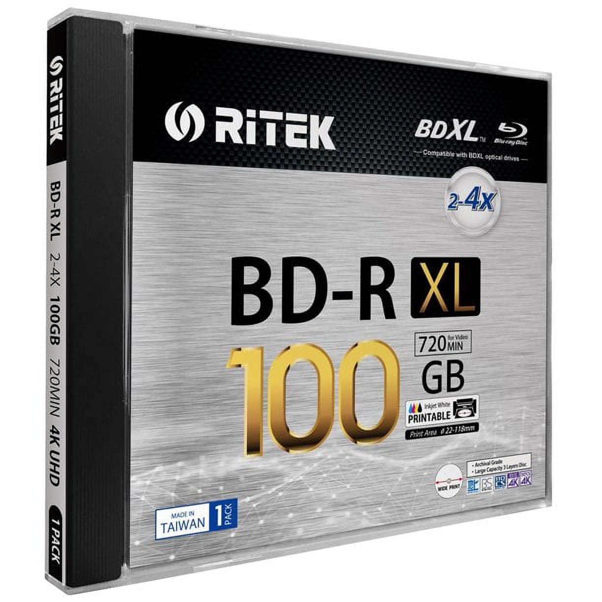 1 Pack Ritek BD-R XL BDXL 100GB Archival Grade Triple Layers 4X White ...