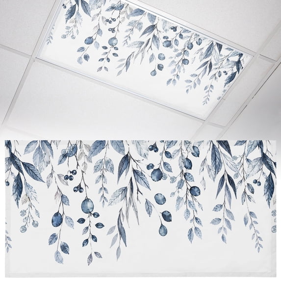 1 Pack Rustic Blue Leaf Fluorescent Light Covers for Ceiling Lights ...