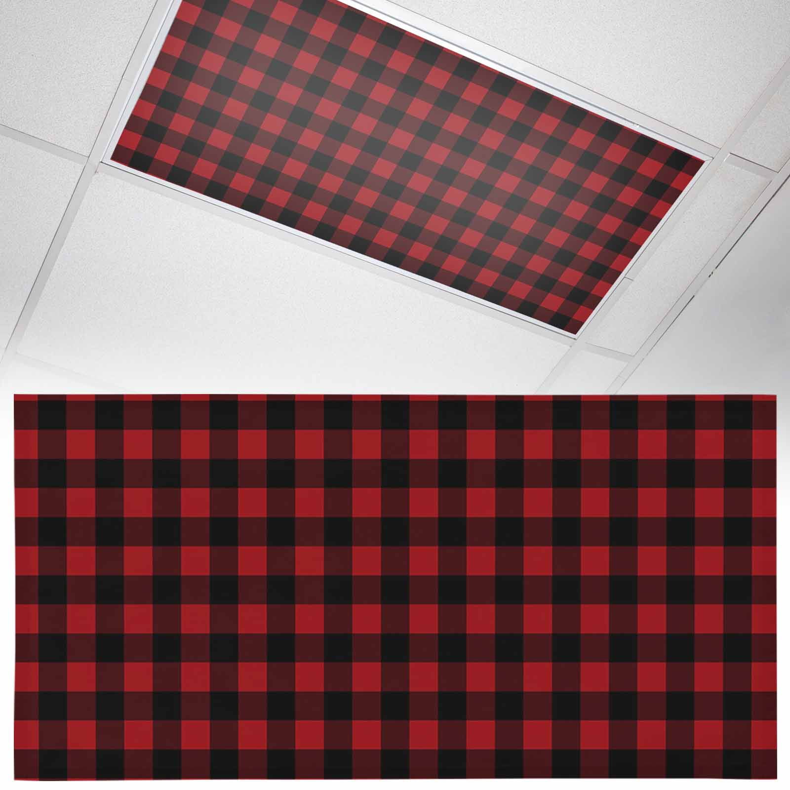 1 Pack Rustic Red Fluorescent Light Covers for Ceiling Lights and Black ...