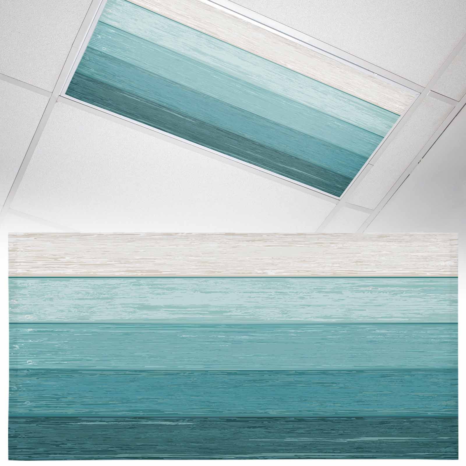 1 Pack Rustic Stripes Fluorescent Light Covers for Ceiling Lights Aqua ...