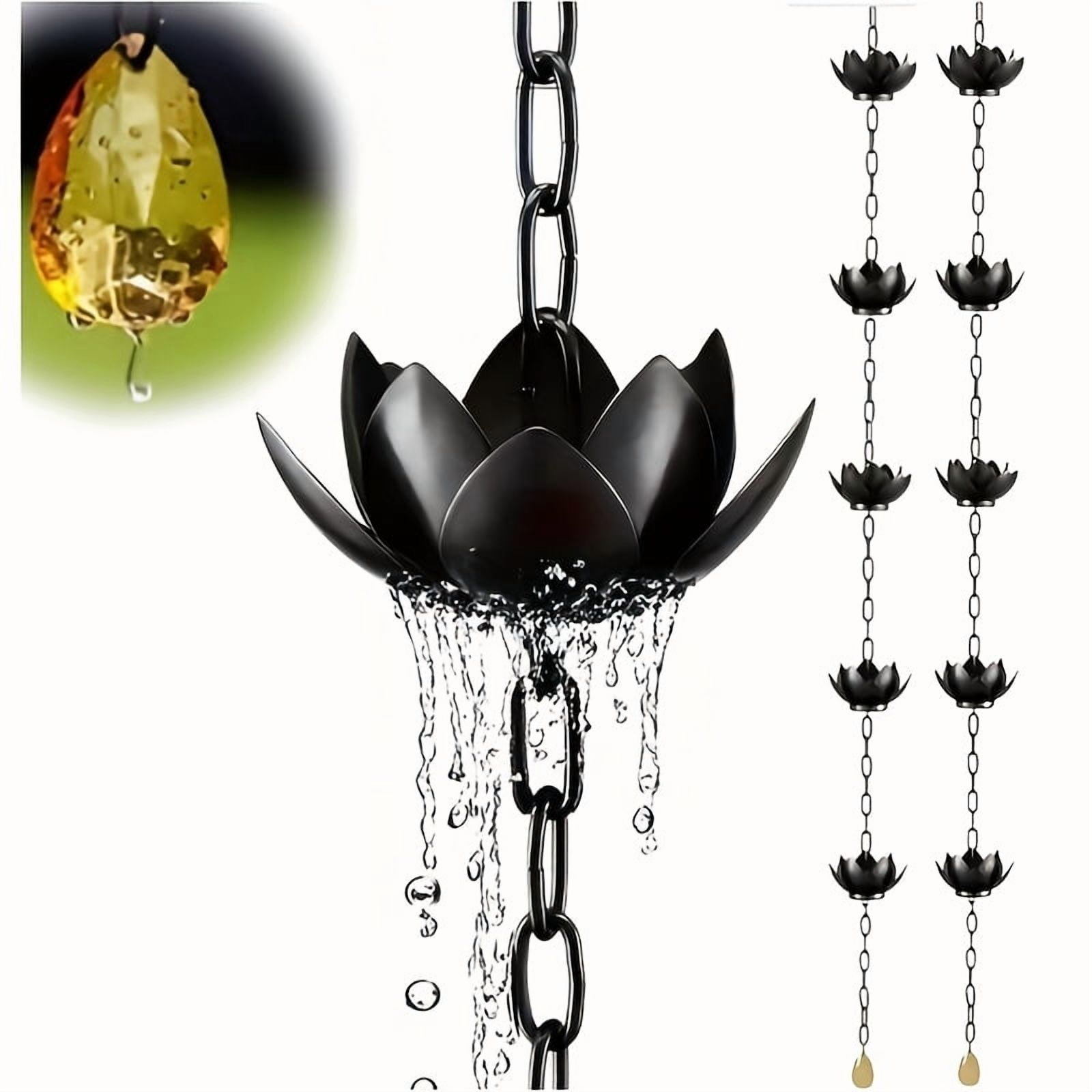 1-Pack Rustproof Metal Lotus Rain Chain - Outdoor Gutter Drainage ...