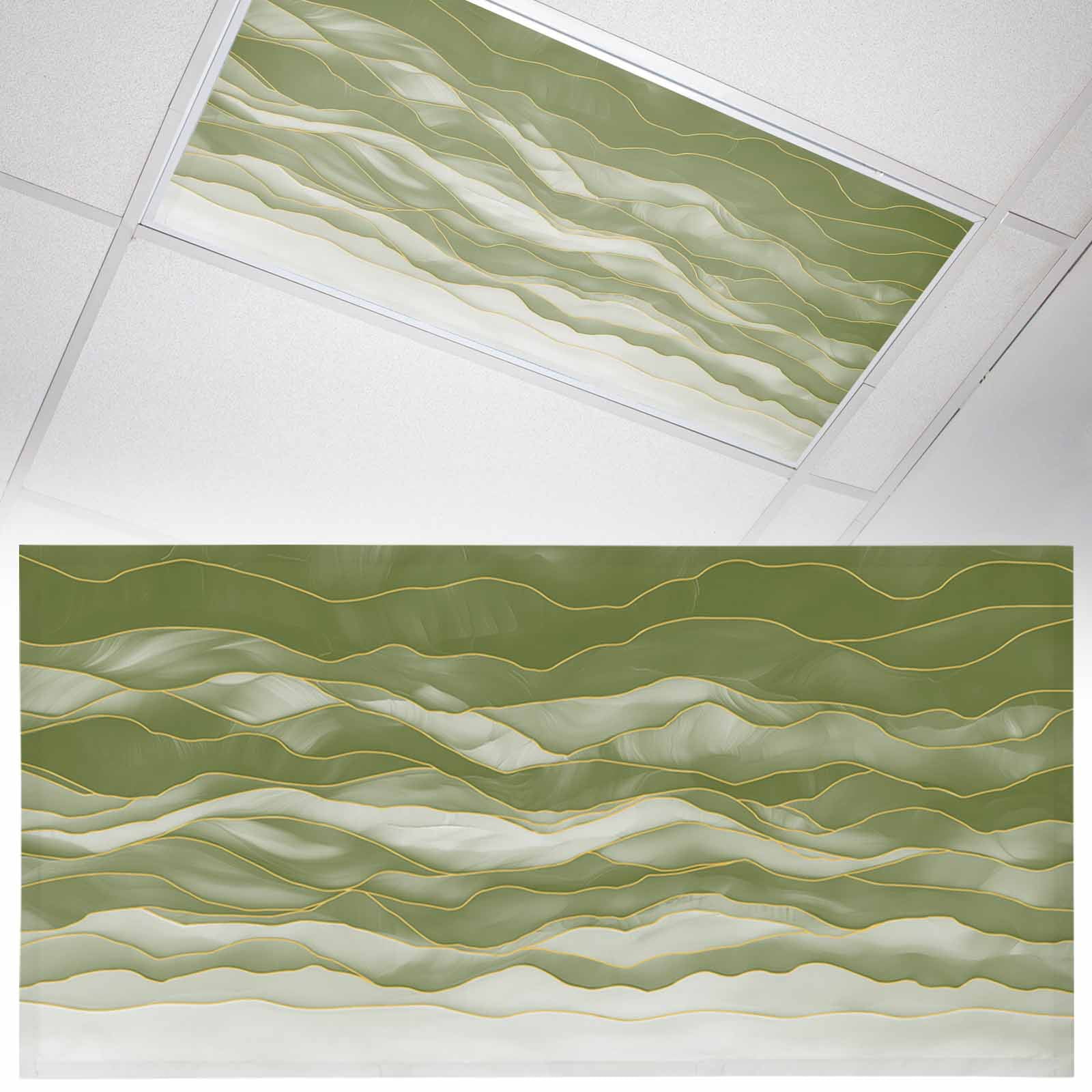 1 Pack Sage Green Fluorescent Light Covers for Ceiling Lights Gradient ...