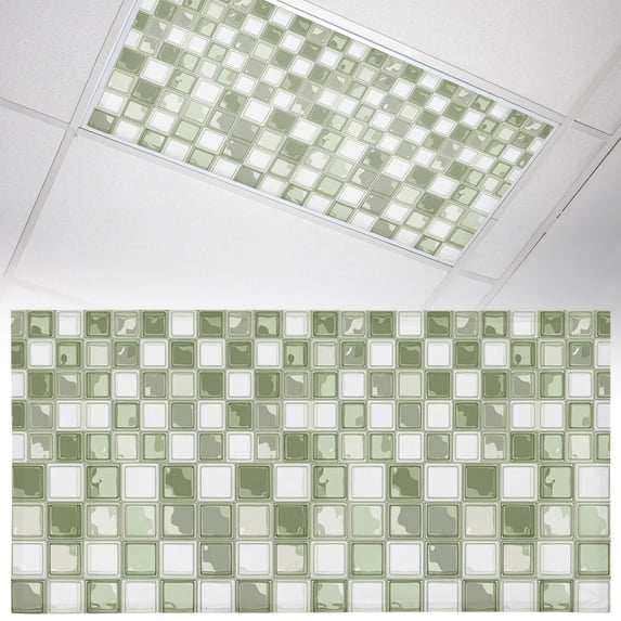 1 Pack Sage Green Mosaic Checkered Fluorescent Light Covers for Ceiling ...