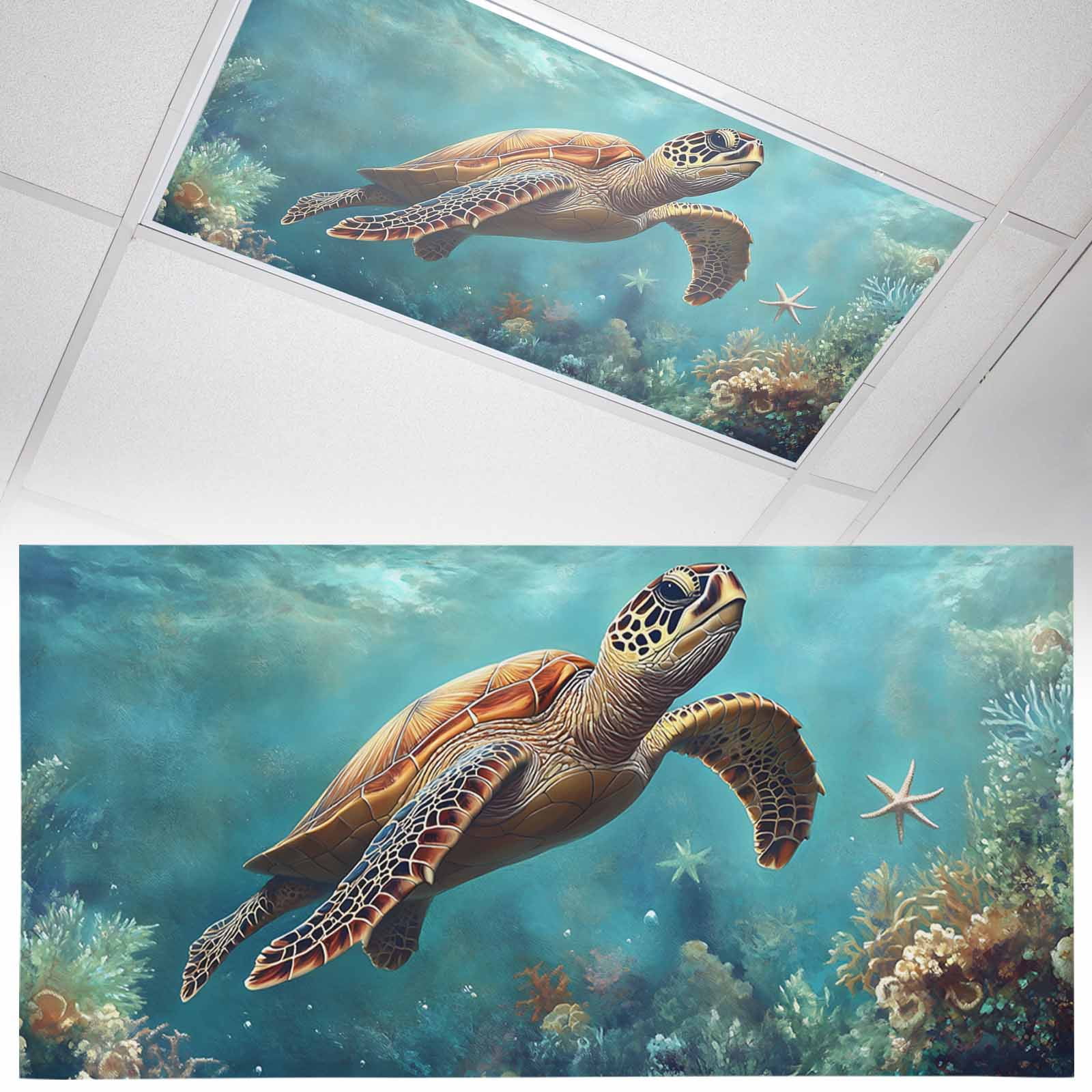 1 Pack Sea Turtle Fluorescent Light Covers for Ceiling Lights Nautical ...