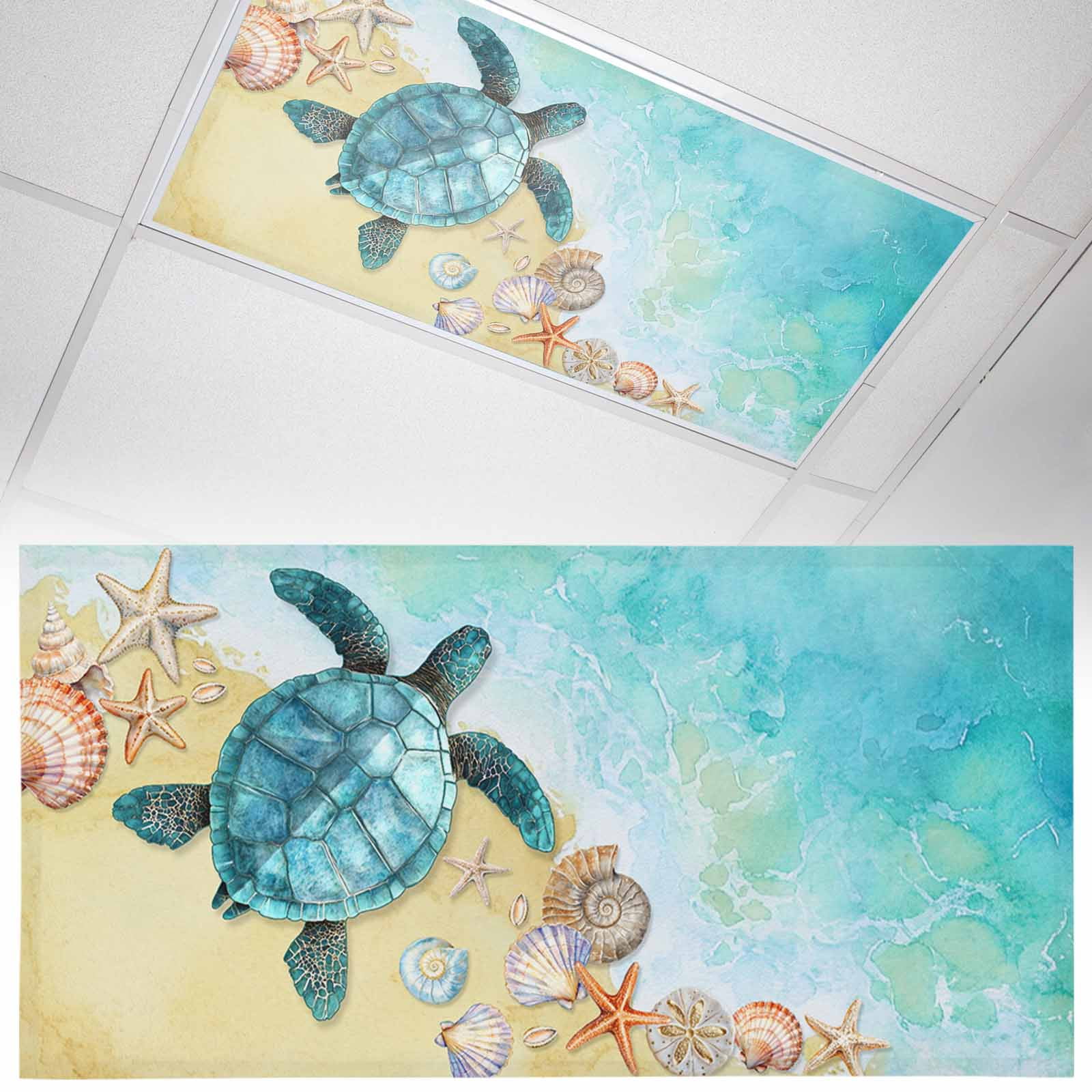 1 Pack Sea Turtle Fluorescent Light Covers for Ceiling Lights Summer ...