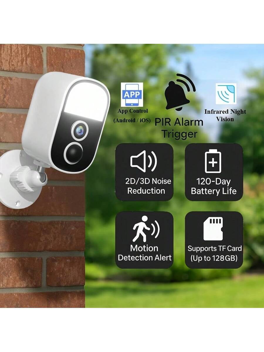 1 Pack Security Cameras Wireless Outdoor 120-Day Battery Life Color ...