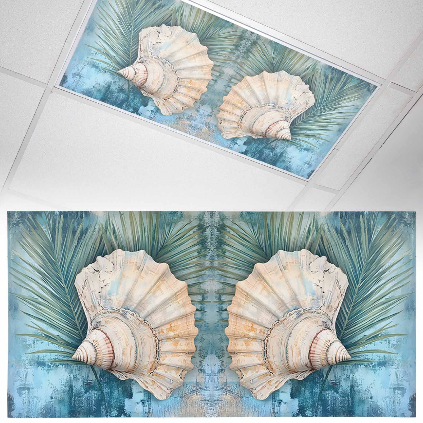 1 Pack Shell Palm Leaf Fluorescent Light Covers for Ceiling Lights ...
