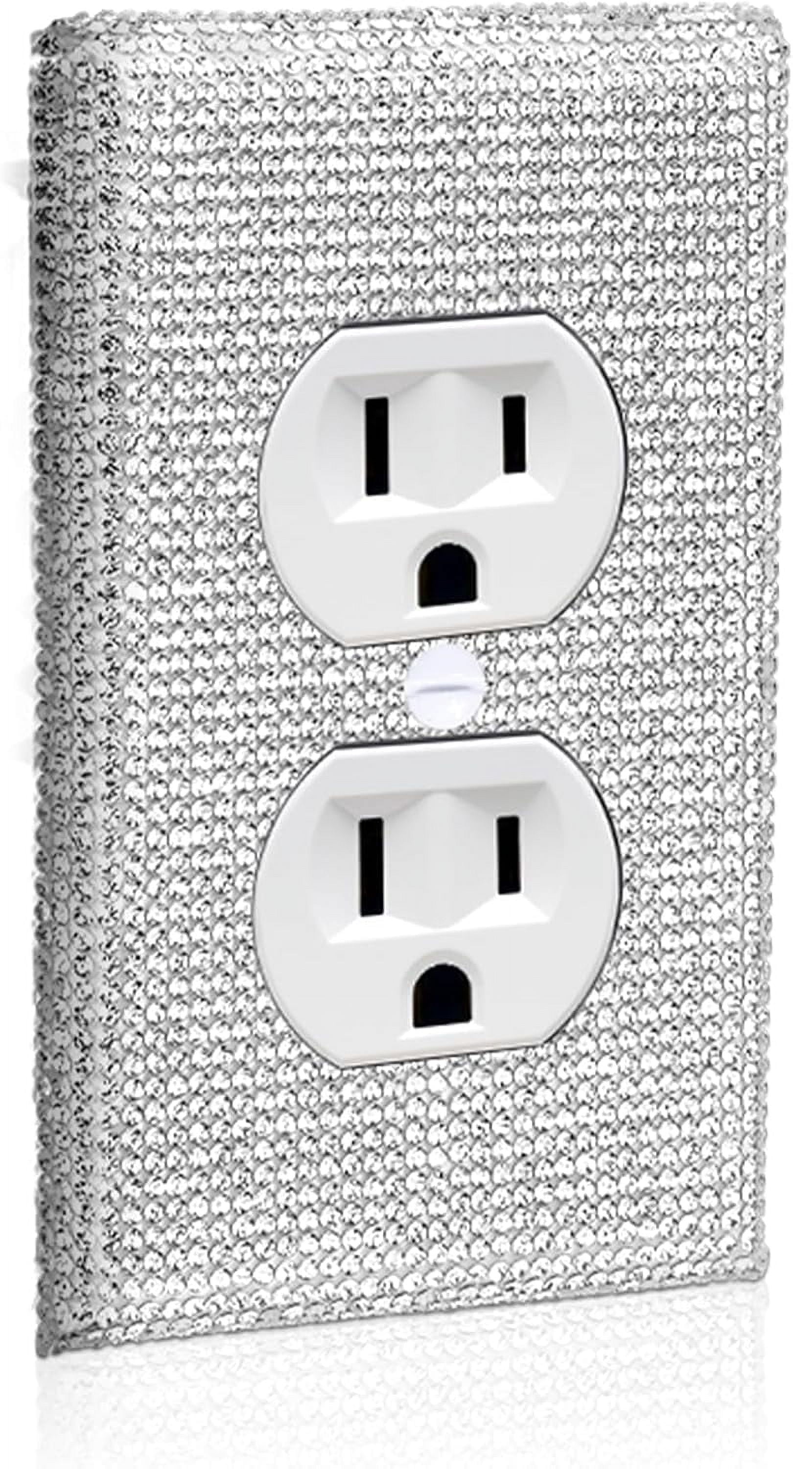 1 Pack Shiny Outlet Covers Silver Rhinestones Light Socket Covers Wall ...