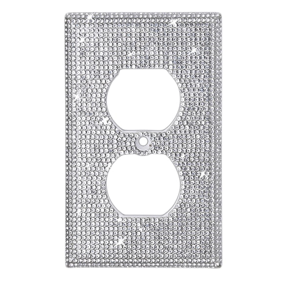 4 Pcs Silver Shiny Silver Pink Rhinestones Wall Plate 1 Gang Toggle ...