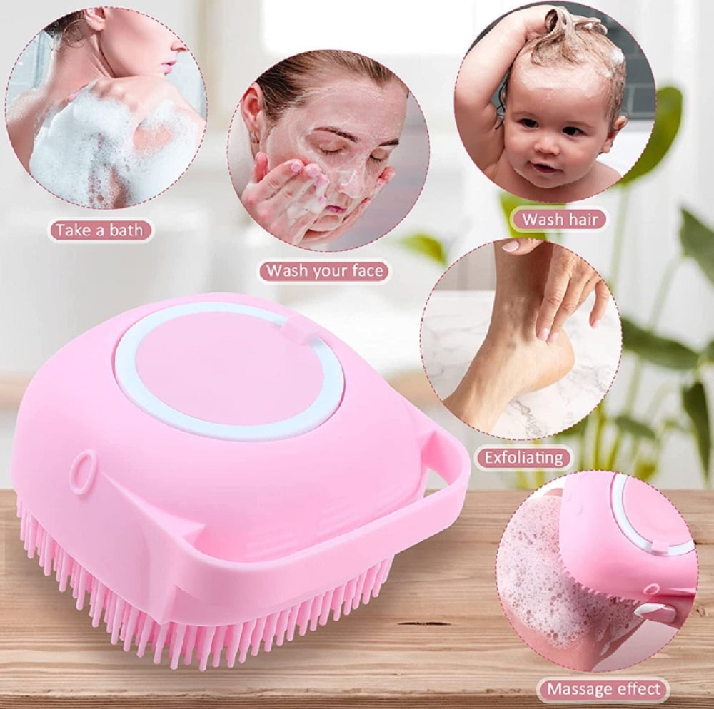 1-Pack Silicone Bath Body Brush with Soap Dispenser – 2-in-1 Gentle Scrubber & Massager for Men ...
