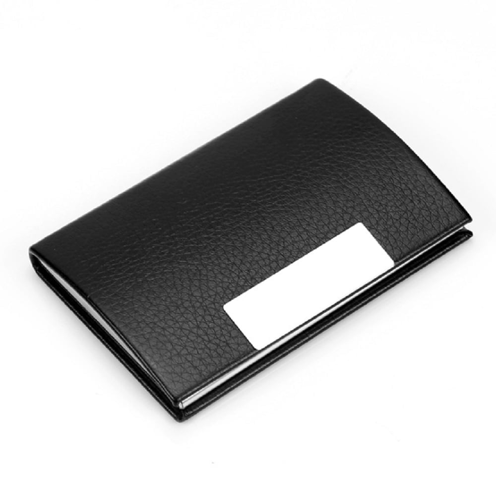 1-Pack Sleek PU Leather & Metal Business Card Holder – Slim Pocket ...