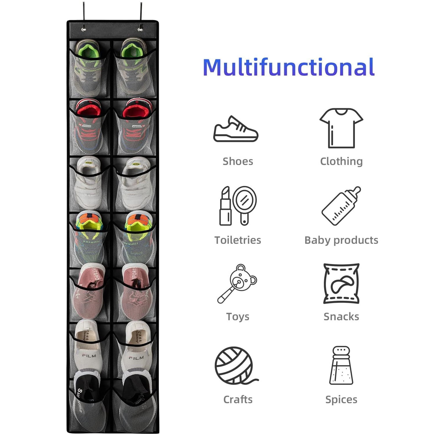 1 Pack Slip Resistant Breathable Space Saving Mesh Large 14 Pocket Shoe ...