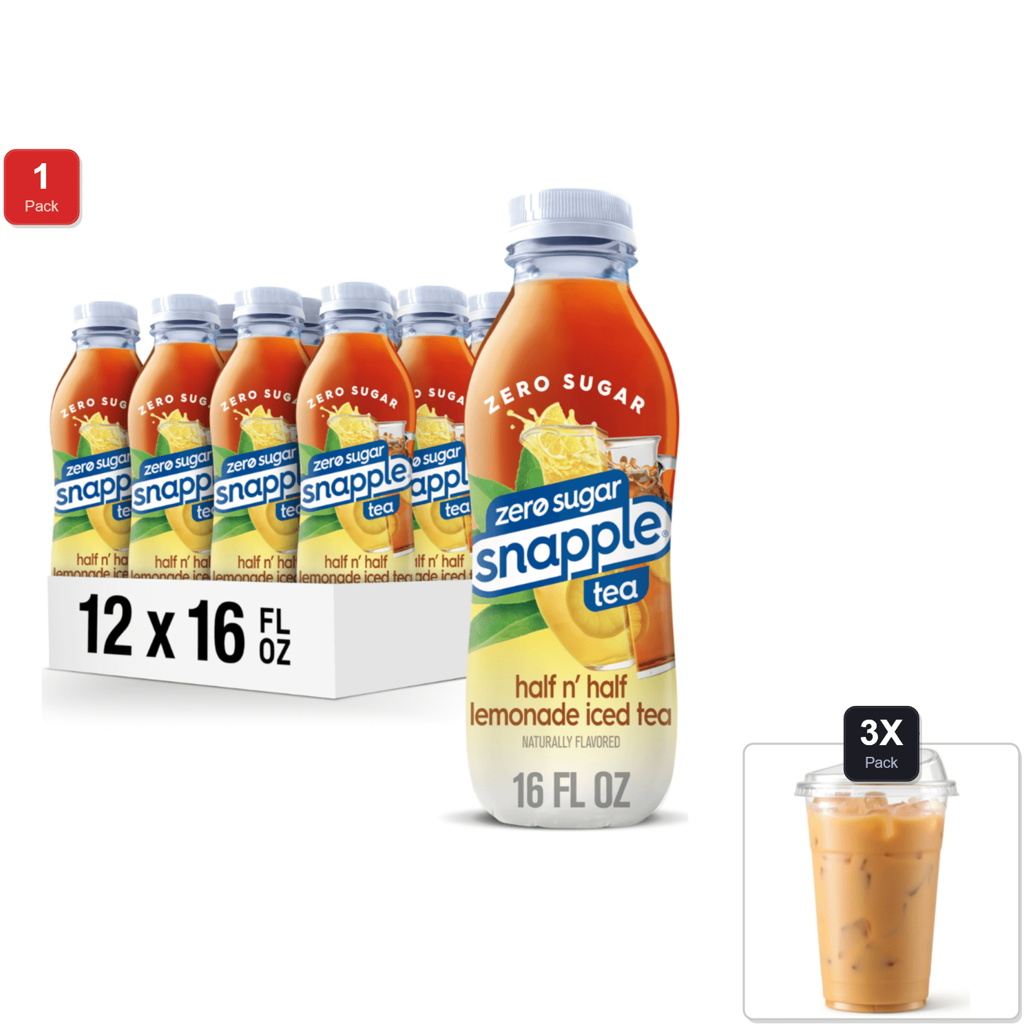 1 Pack | Snapple Zero Sugar Half N Half Tea, 16 Fl Oz Recycled Plastic ...