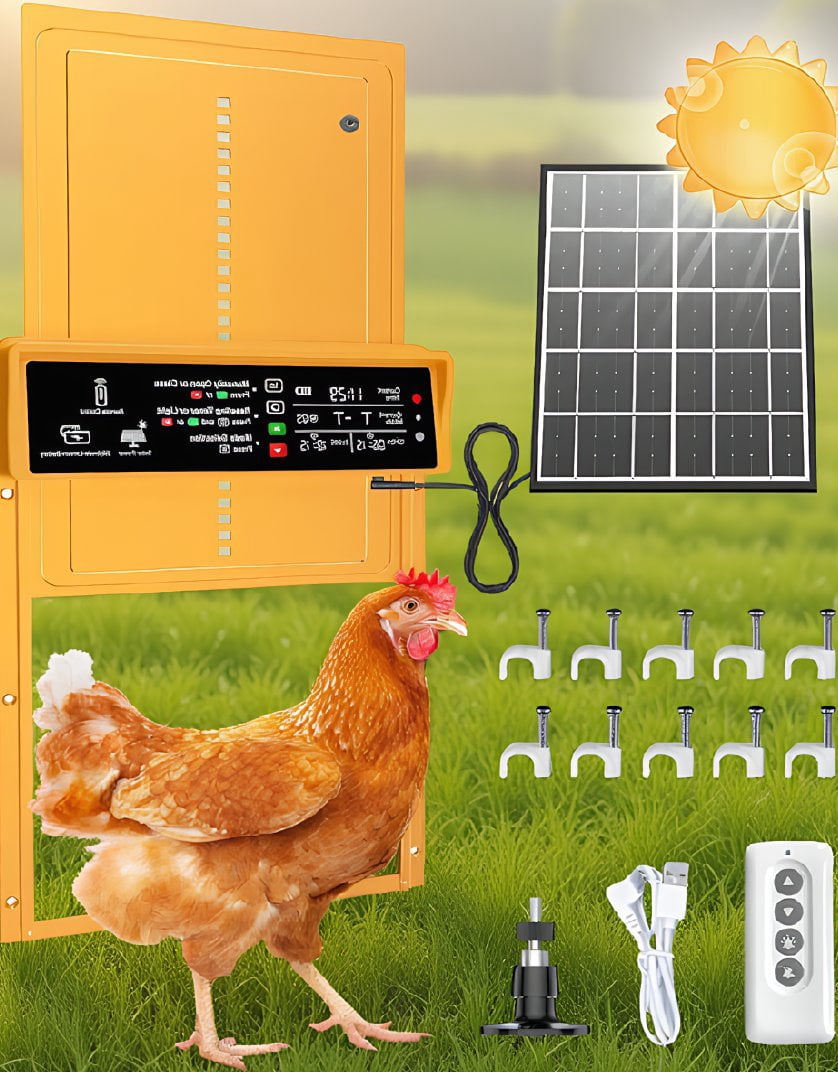 1-Pack Solar Automatic Chicken Coop Door Opener with Timer, Light ...