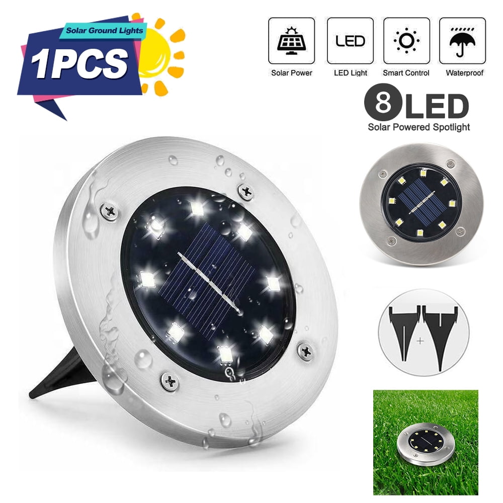 1 Pack Solar Lights Outdoor, Disk Lights Solar Powered, Outdoor in ...