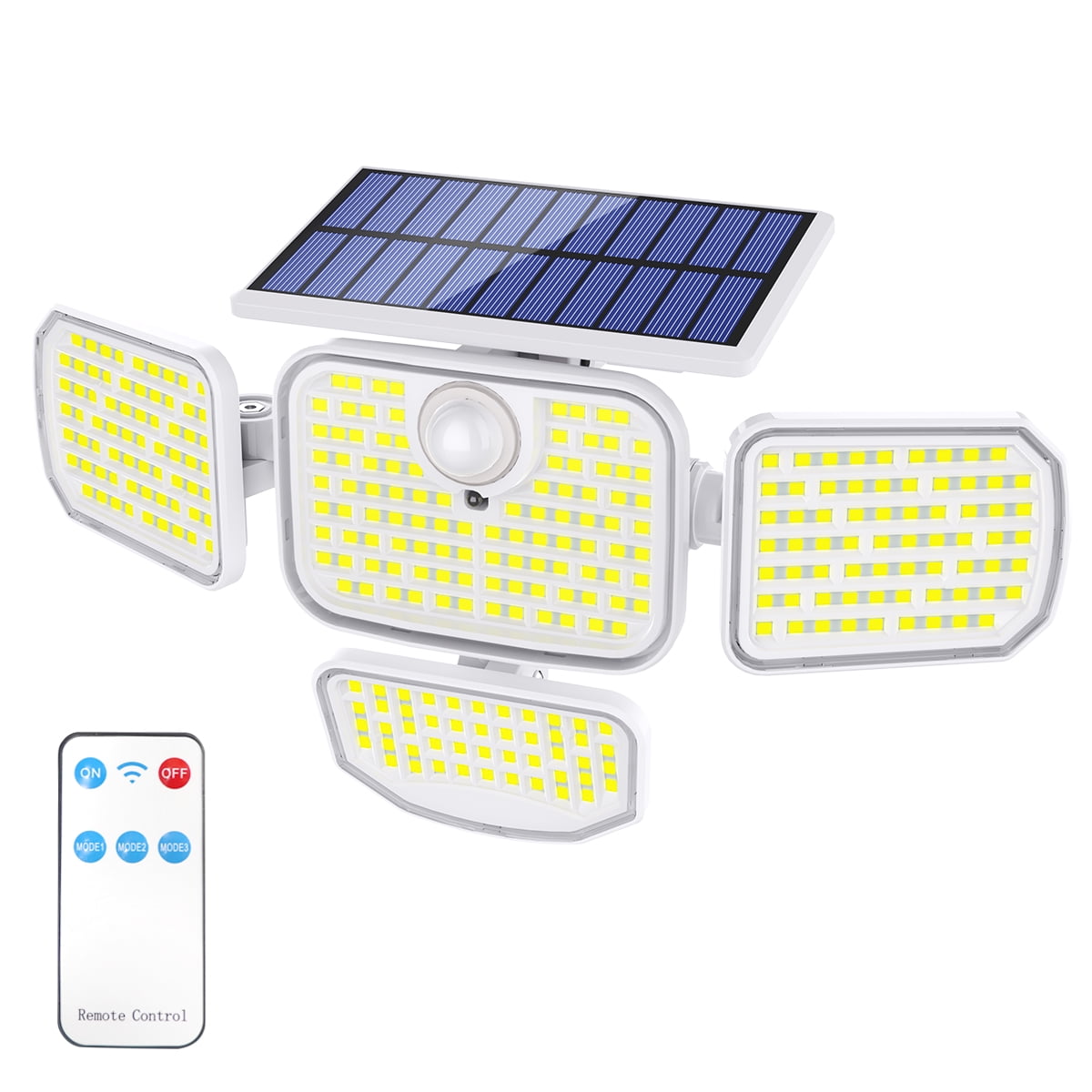 1 Pack Solar Outdoor Lights 286 LED 4 Heads Security Lights with Remote ...