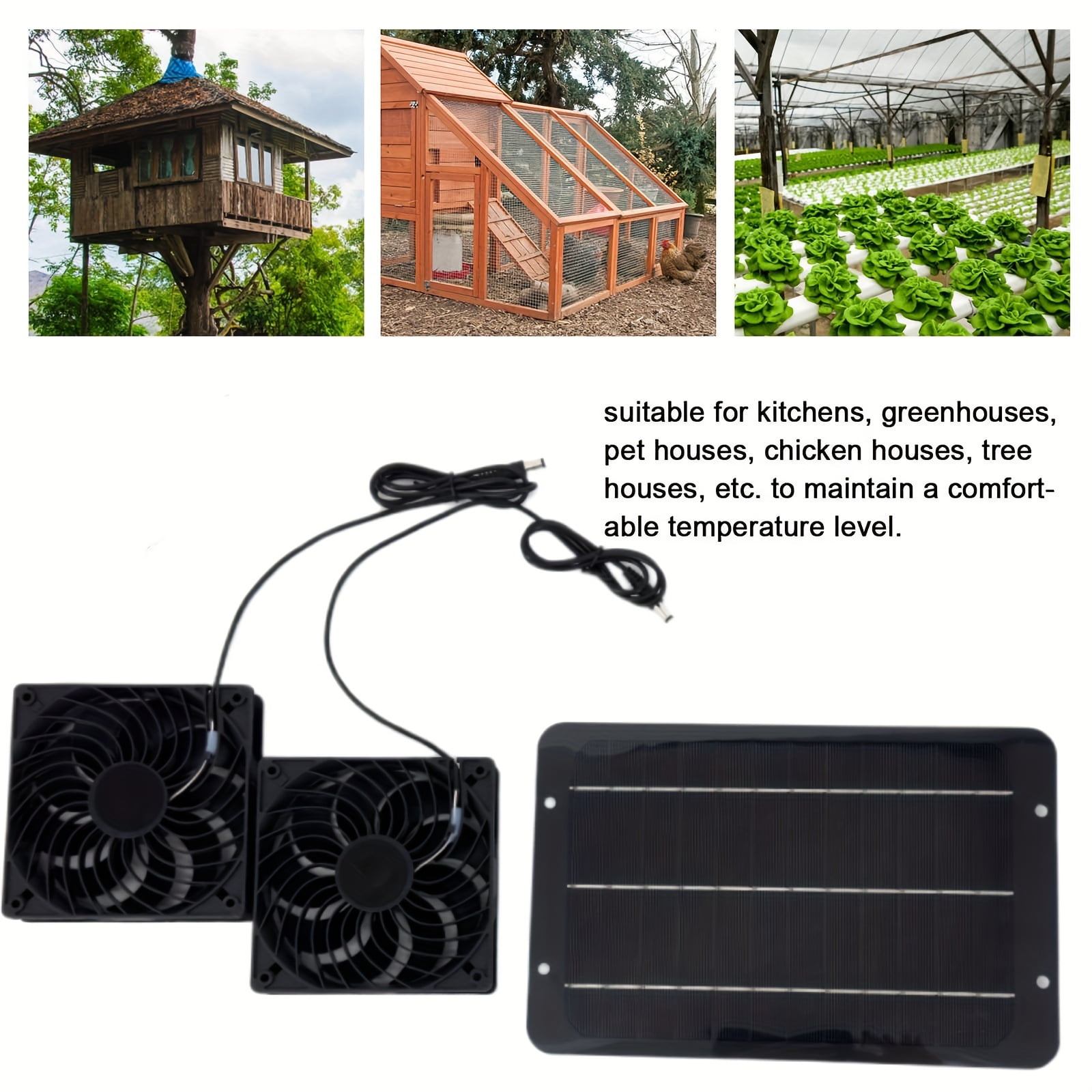 1 Pack, Solar Powered Electric Ventilator, 10W/12V Dual Fan, Suitable ...