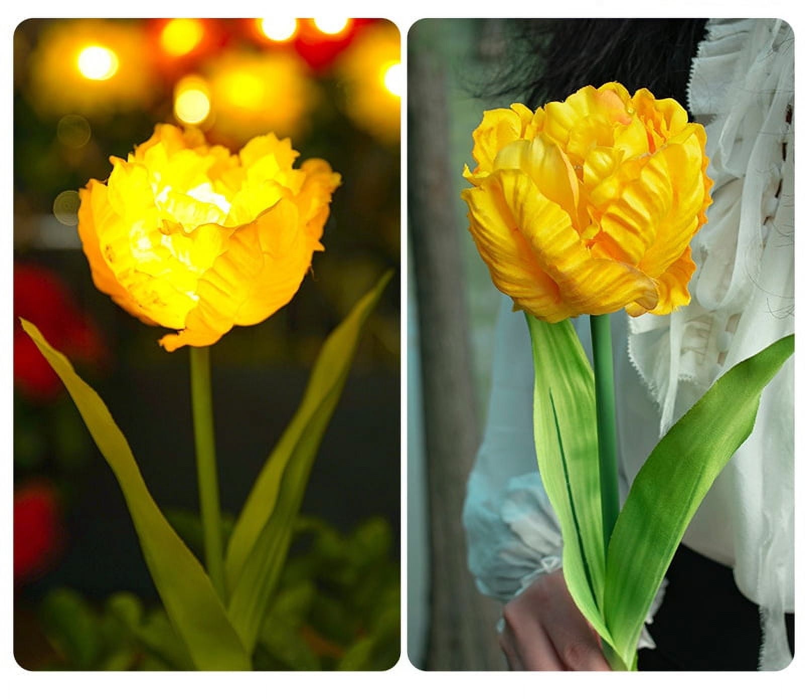 1 Pack Solar Powered Gradient Parrot Tulip LED Light, Flower Solar ...