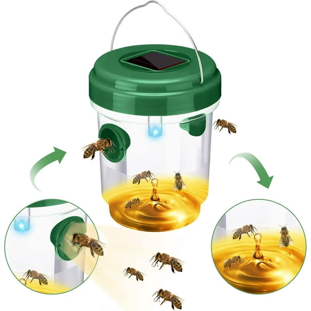 1 Pack Solar Wasp Traps, Solar Powered Wasp Killer Hanging with UV LED ...