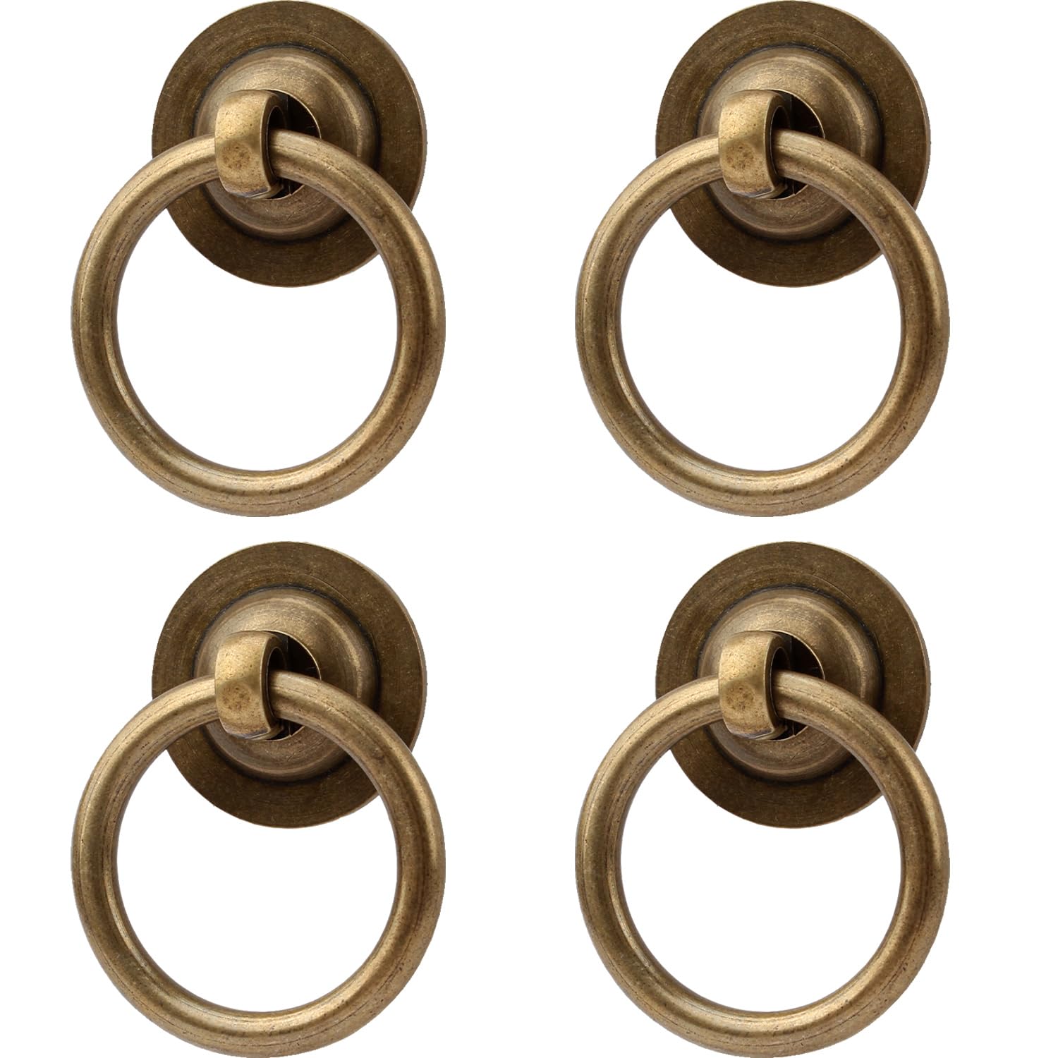 1 Pack Solid Antique Brass Cabinet Pulls Ring Drawer Pulls, Antique ...