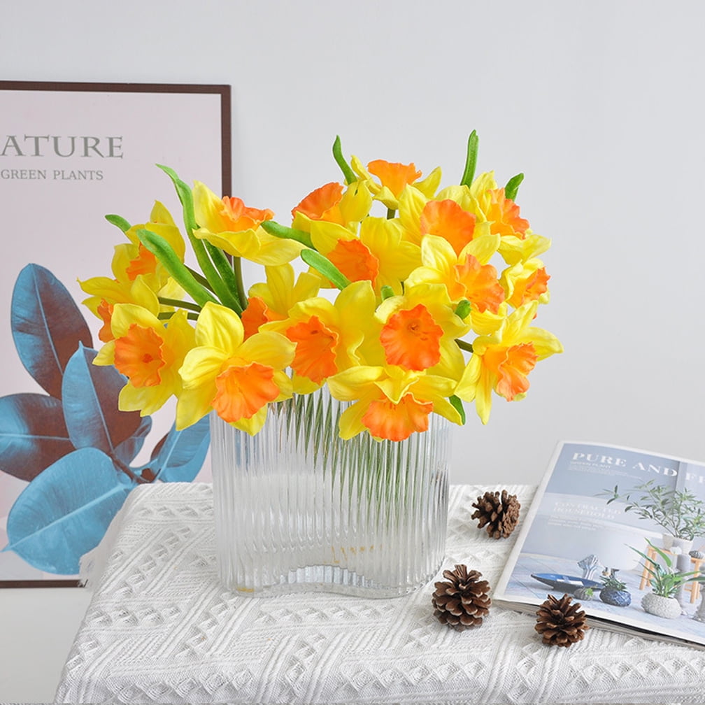 1 Pack Spring Flowers Artificial Daffodils Fake Silk Flowers with Stems ...