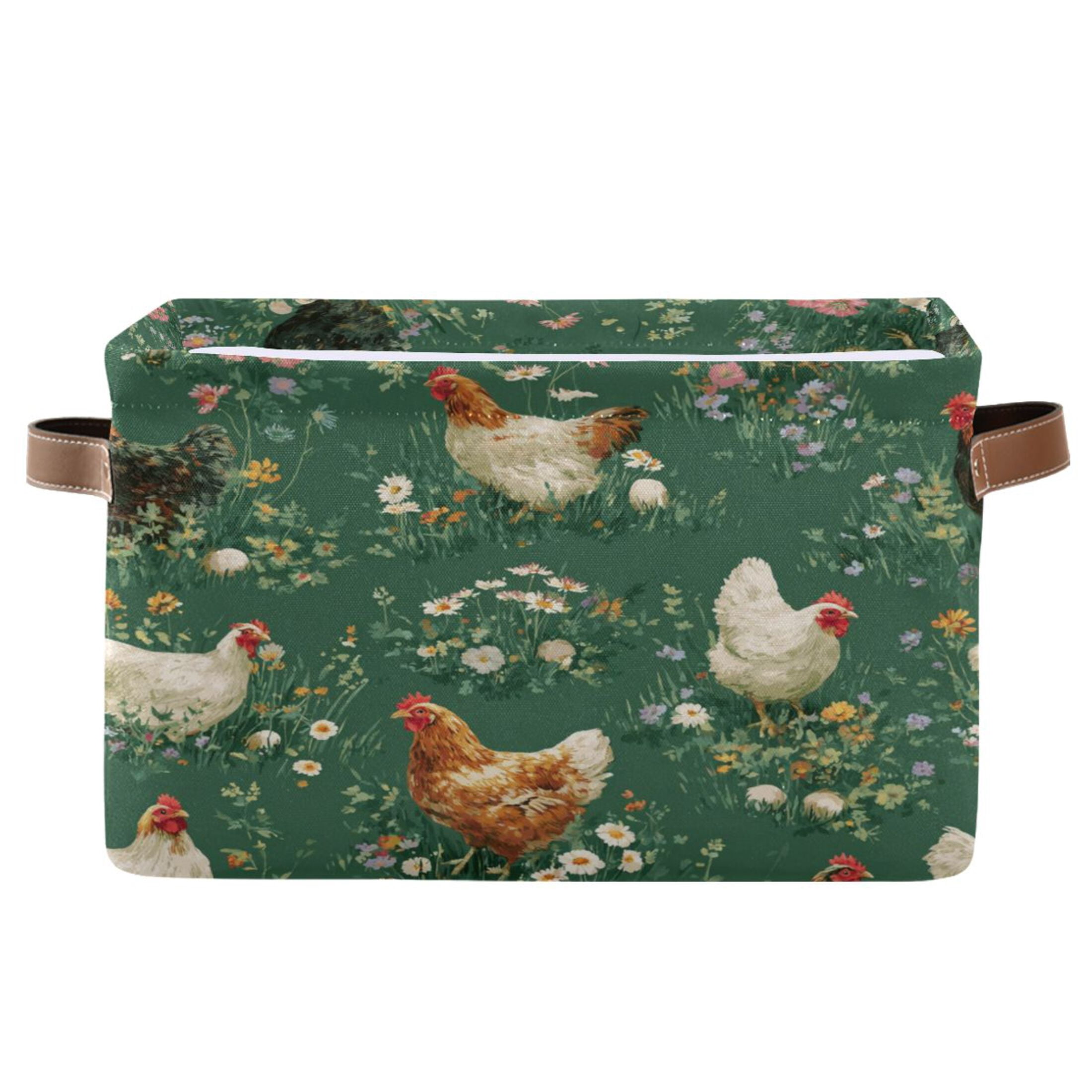1-Pack Square Closet Organizers with Handles Open Basket Bins Chickens ...