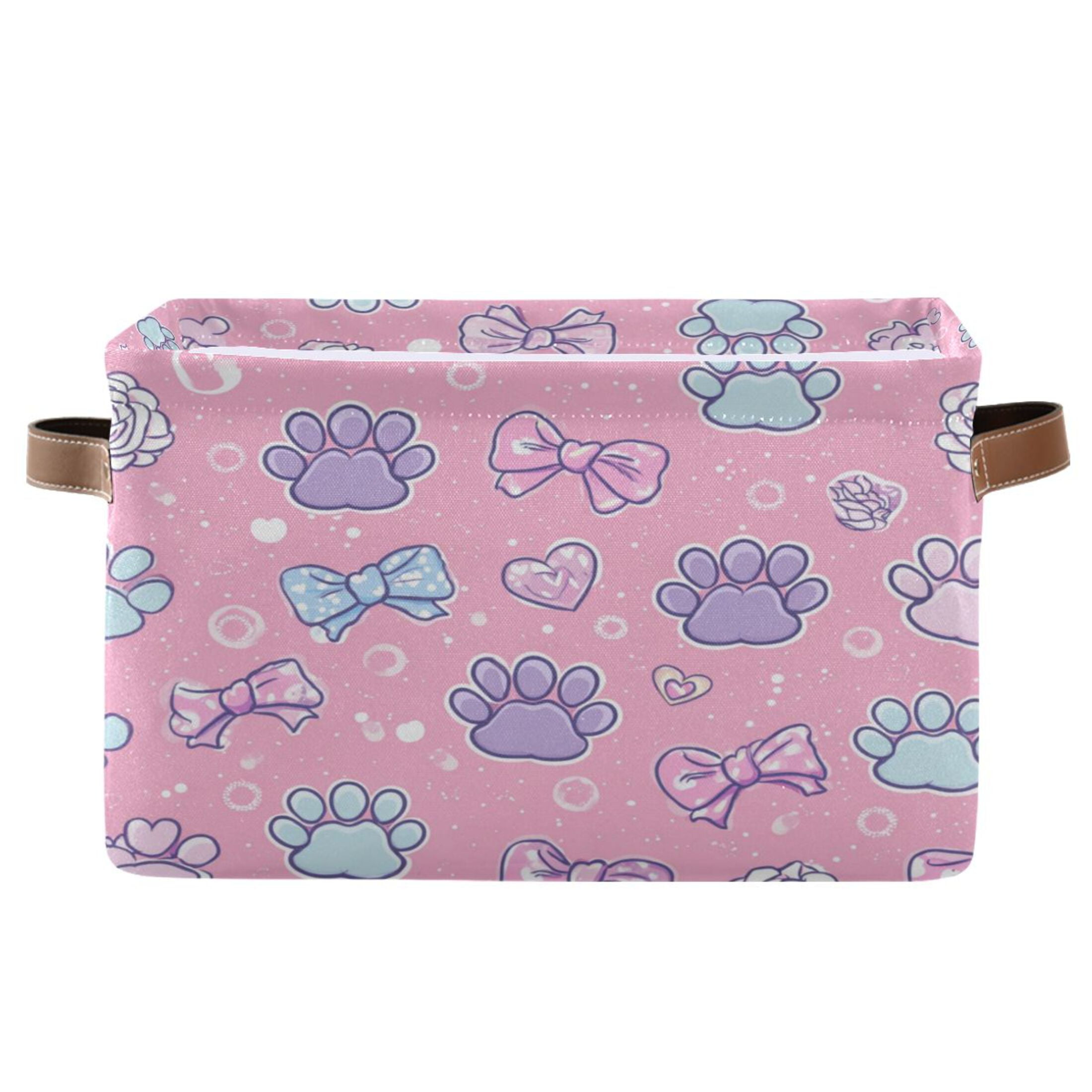 1-Pack Square Closet Organizers with Handles Open Basket Bins Dog Paw ...