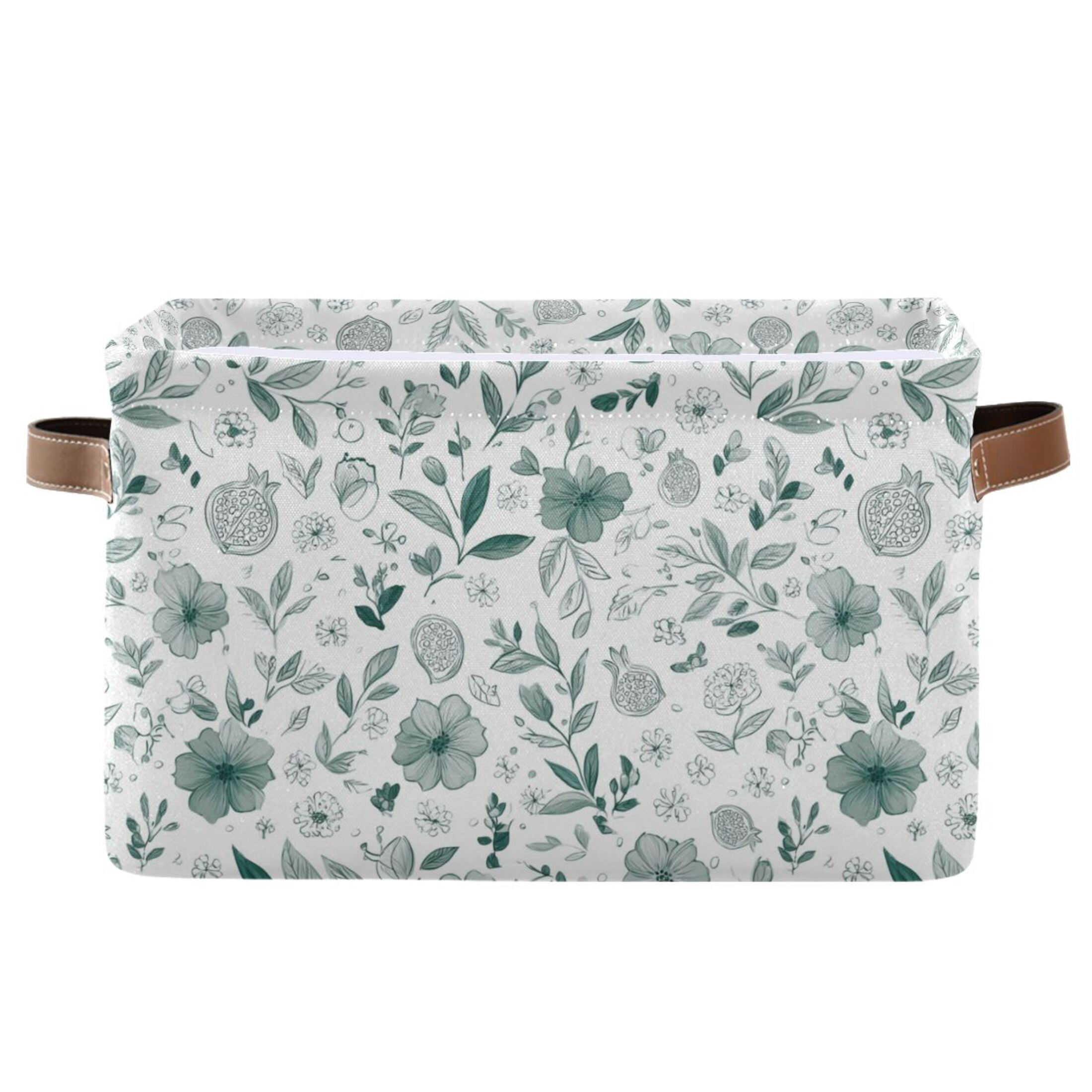 1-Pack Square Closet Organizers with Handles Open Basket Bins Flowers ...