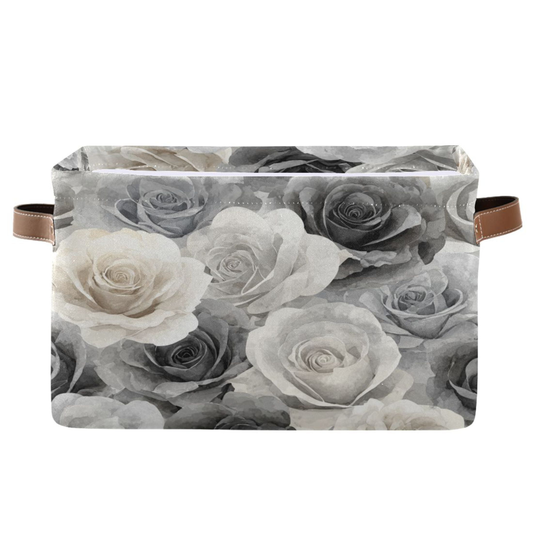 1-Pack Square Closet Organizers with Handles Open Basket Bins Ink Wash ...