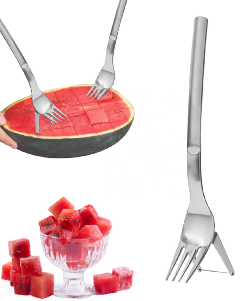 1 Pack Stainless Steel 2-in-1 Watermelon Slicer and Carving Fork ...