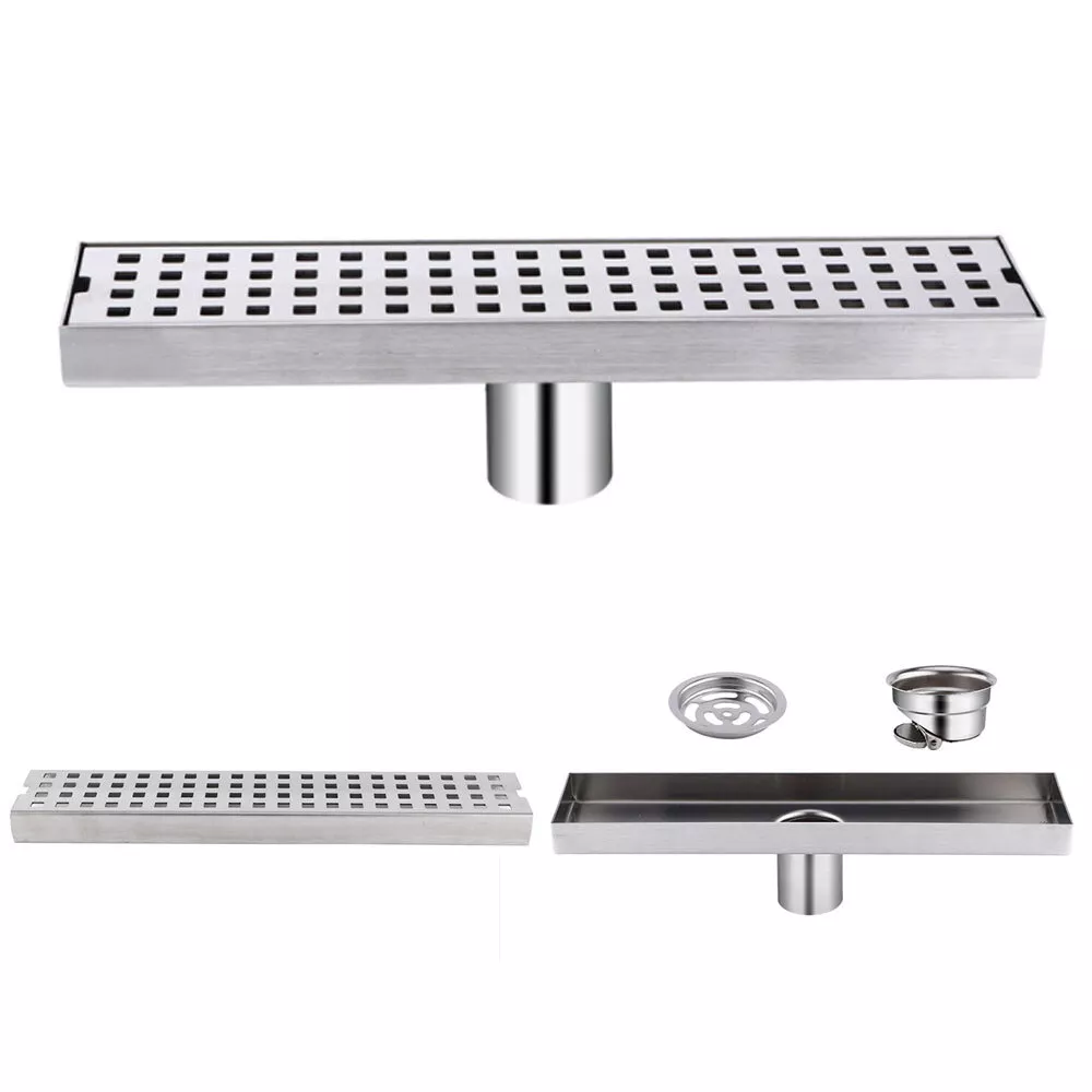 1 Pack Stainless Steel Invisible Linear Shower Floor Drain Bathroom ...