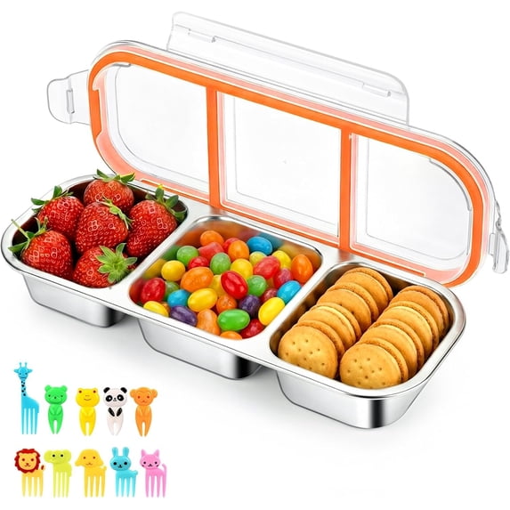 1 Pack Stainless Steel Snack Containers, Bento Box With ,Leak Proof ...