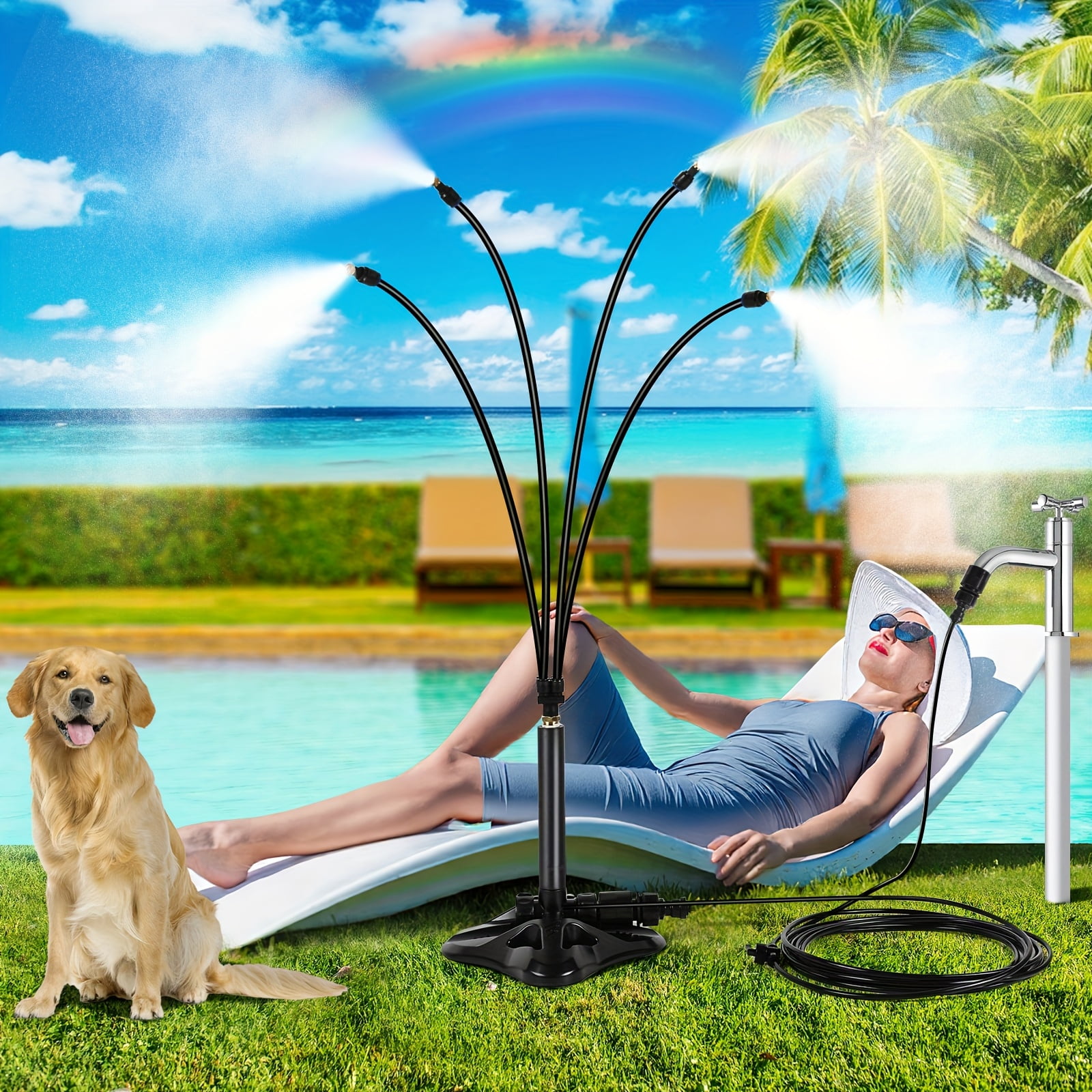 1 Pack, Standing Misters for Outside Patio, 26. 2ft Portable Misting ...