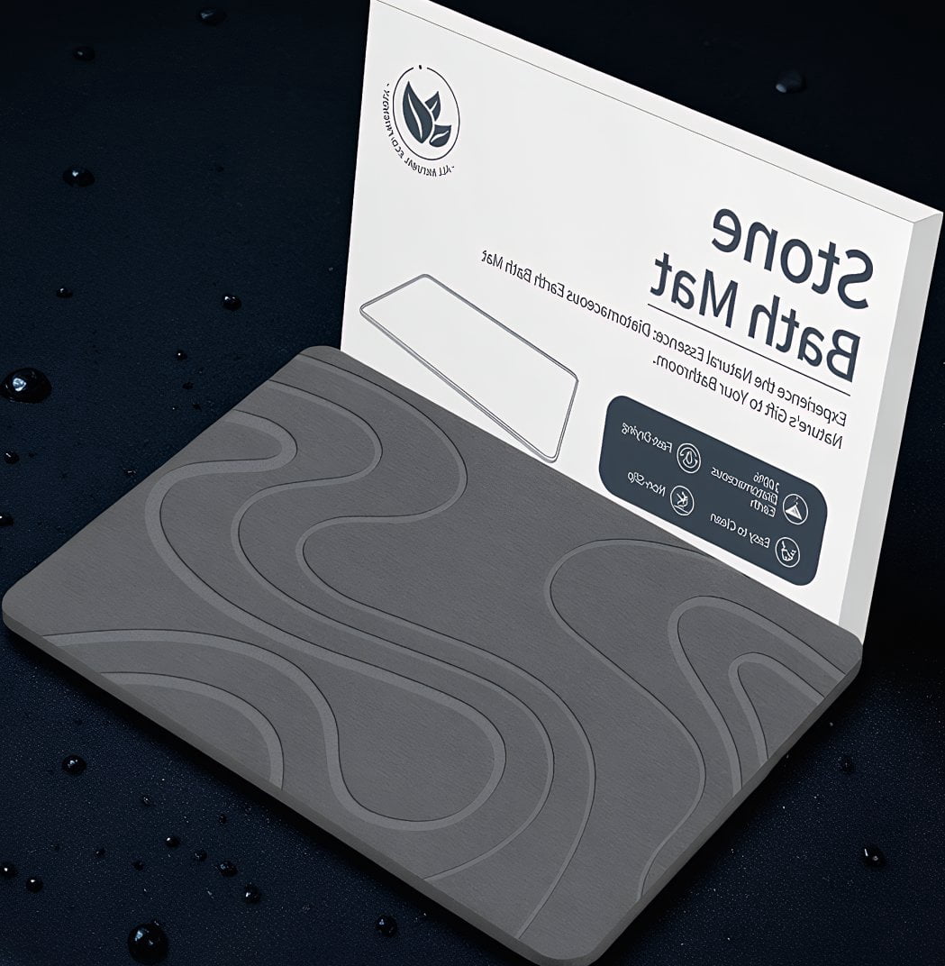1 Pack Stone Bath Mat Diatomite, Absorbent Quick Drying Non-Slip ...