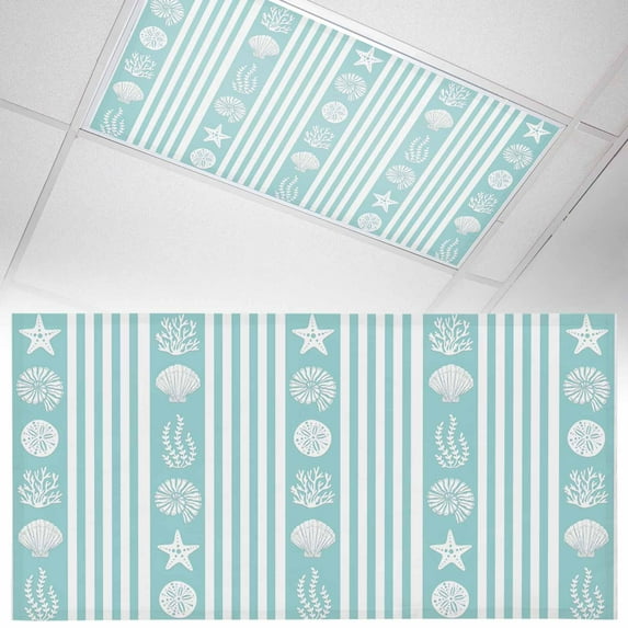 1 Pack Striped Fluorescent Light Covers for Ceiling Lights Ocean ...