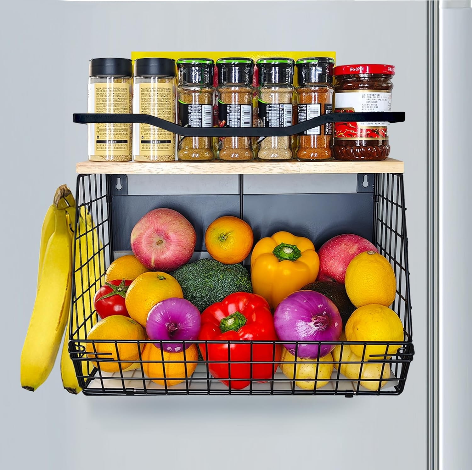 1 Pack Strong Magnetic Shelf for Fridge with Wood Lid, XXL Large ...