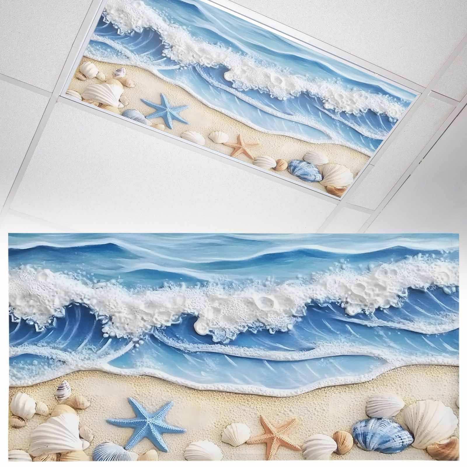 1 Pack Summer Beach Fluorescent Light Covers for Ceiling Lights Seashell Starfish Nautical ...