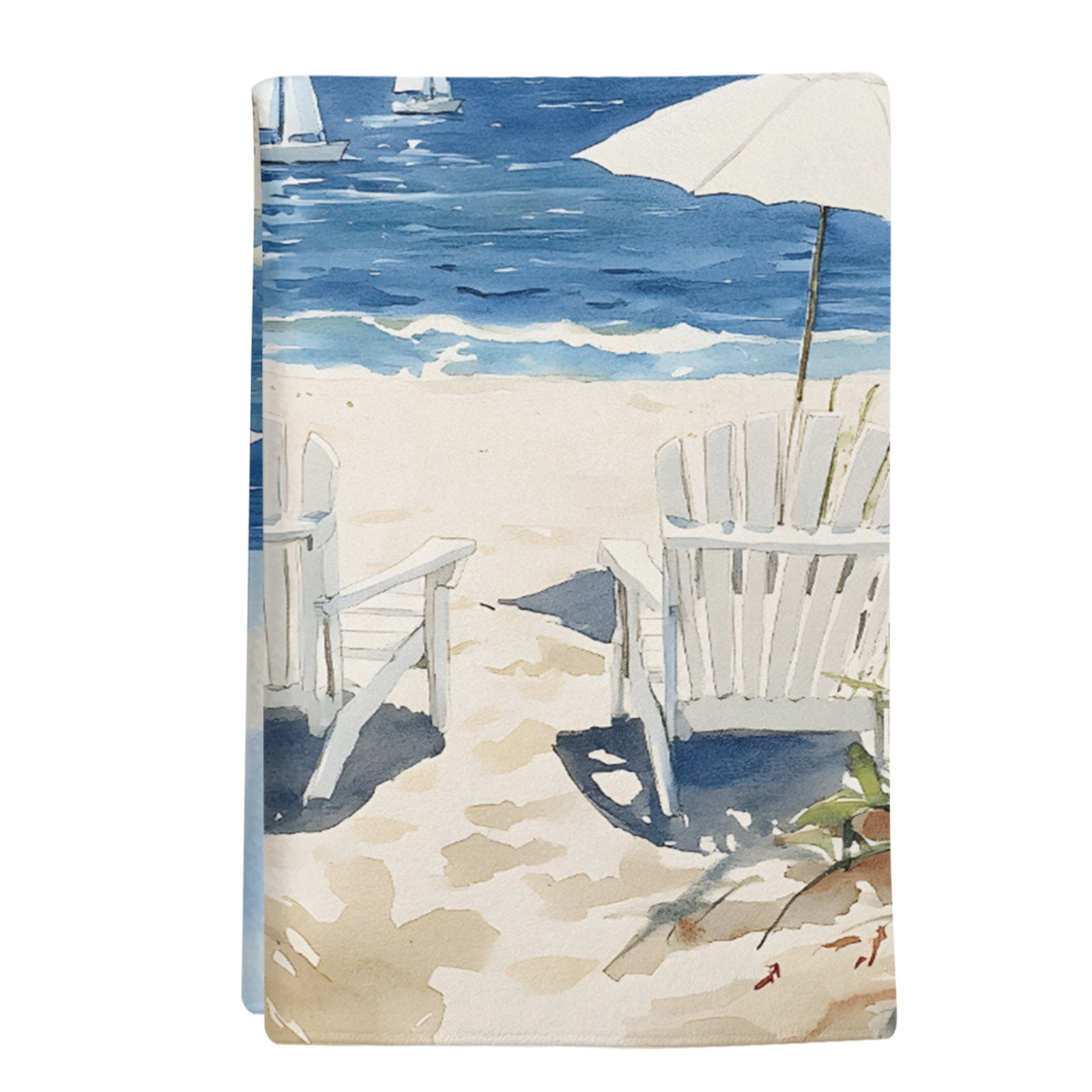 1 Pack Summer Beach Kitchen Towels Sun Umbrella Ship Watercolor Beach ...