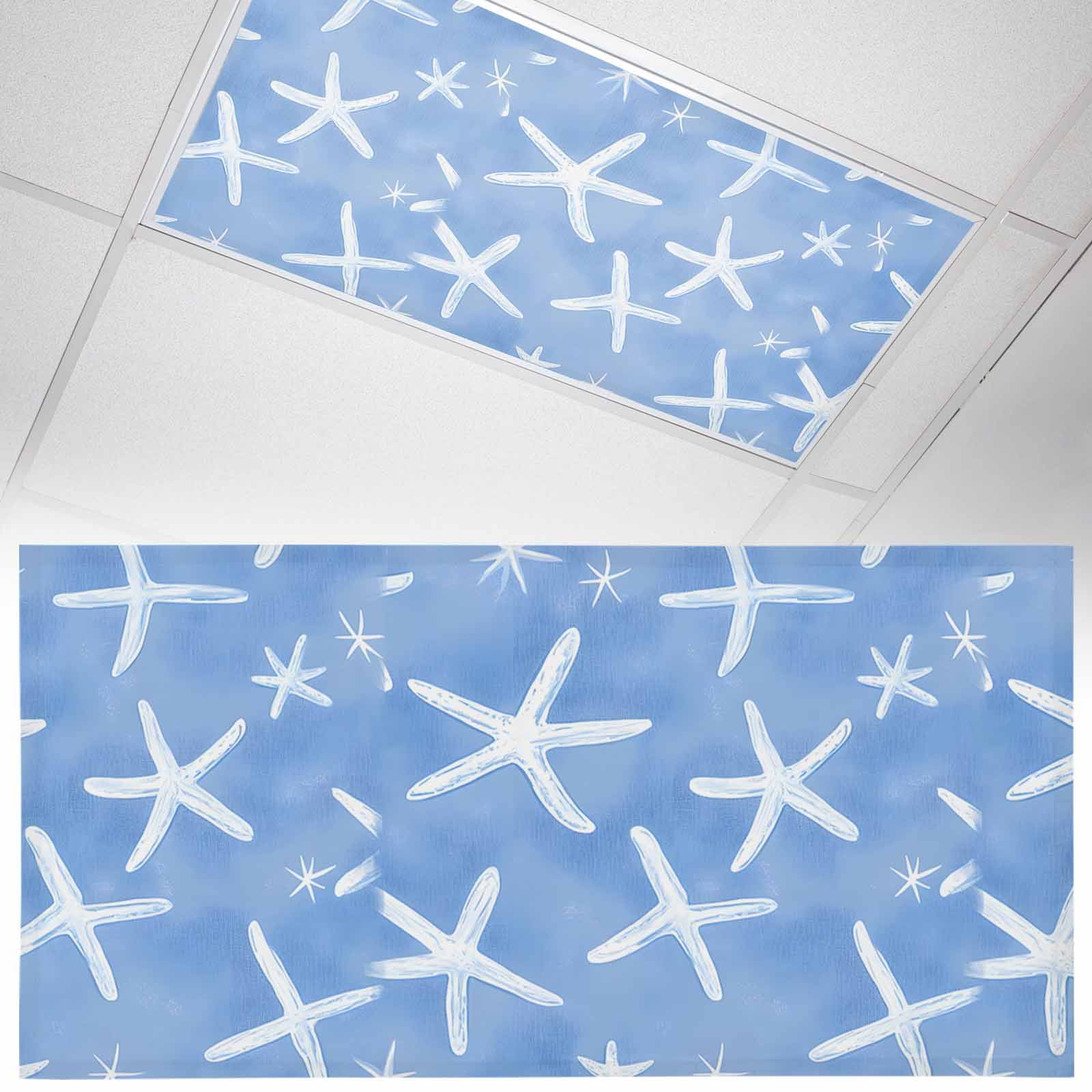 1 Pack Summer Blue Fluorescent Light Covers for Ceiling Lights White ...
