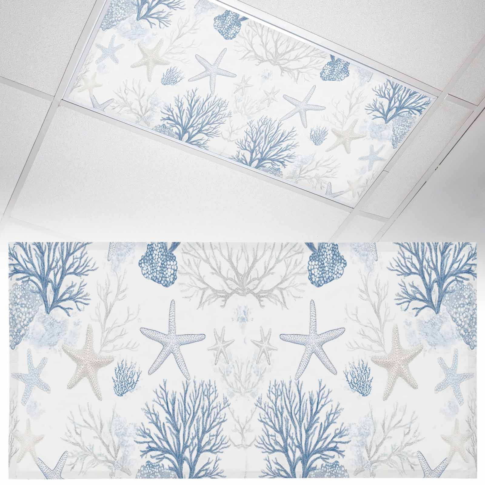 1 Pack Summer Coastal Fluorescent Light Covers for Ceiling Lights Coral ...