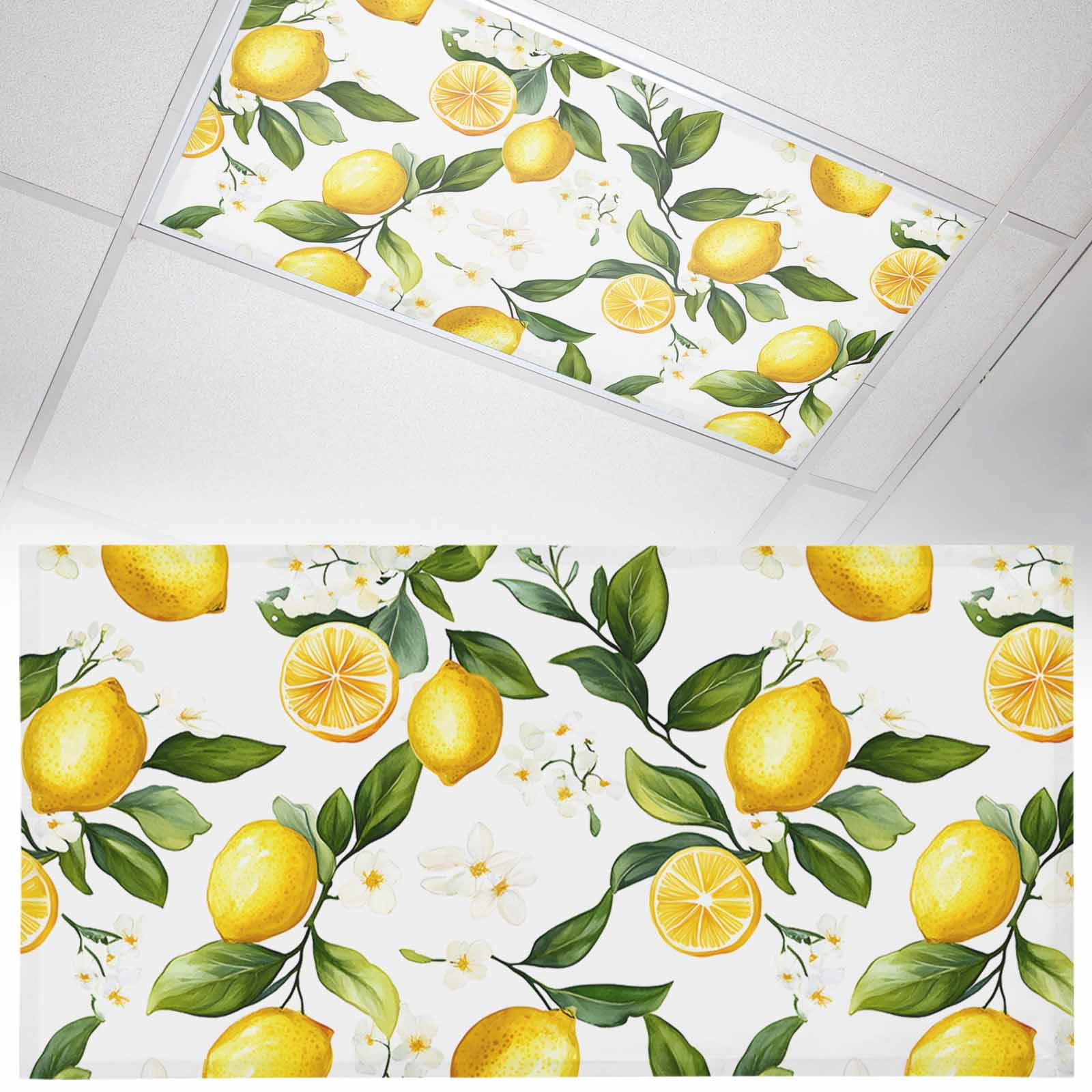1 Pack Summer Lemon Fluorescent Light Covers for Ceiling Lights Leaf ...