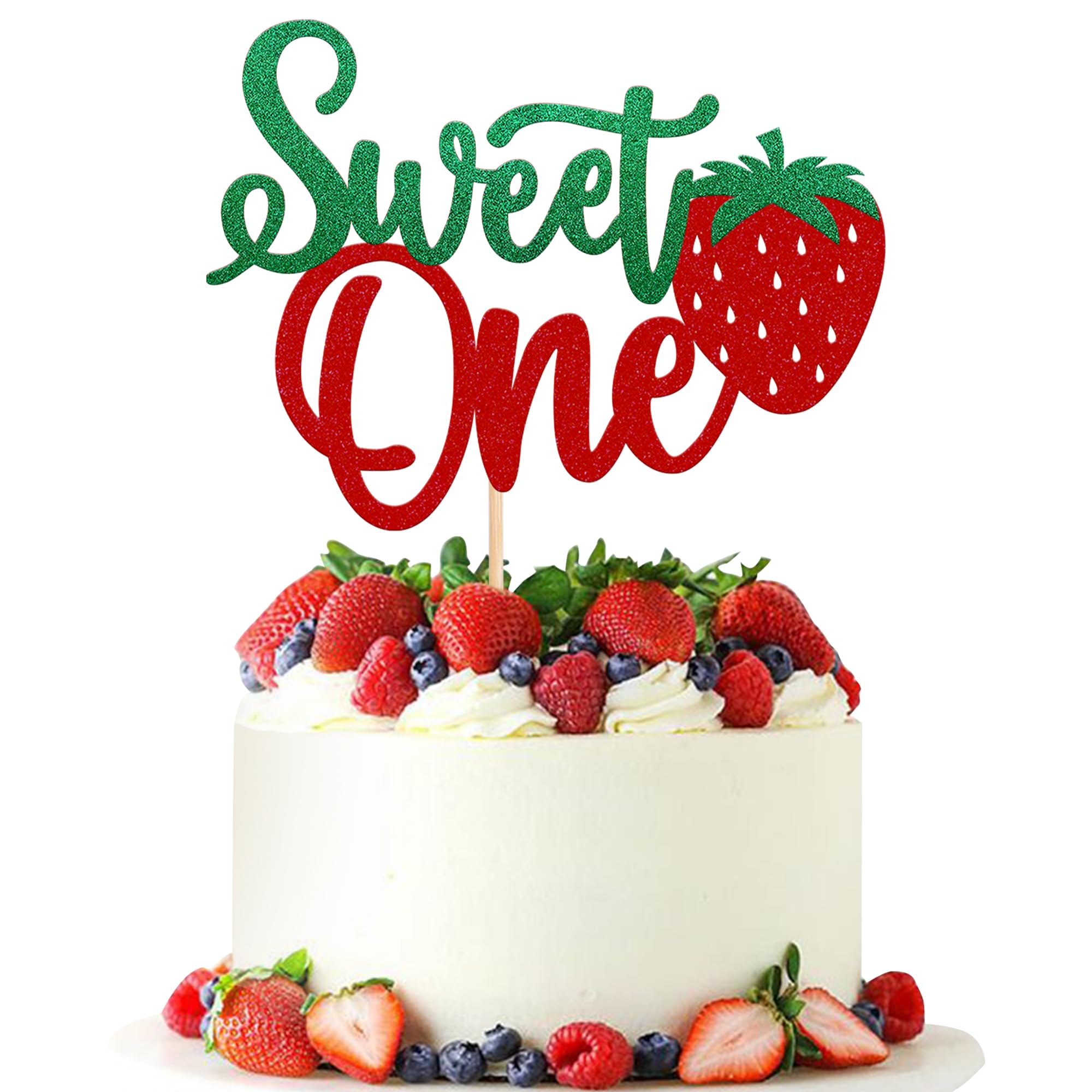 1 Pack Sweet One Cake Topper Glitter First Birthday Strawberry Cake ...