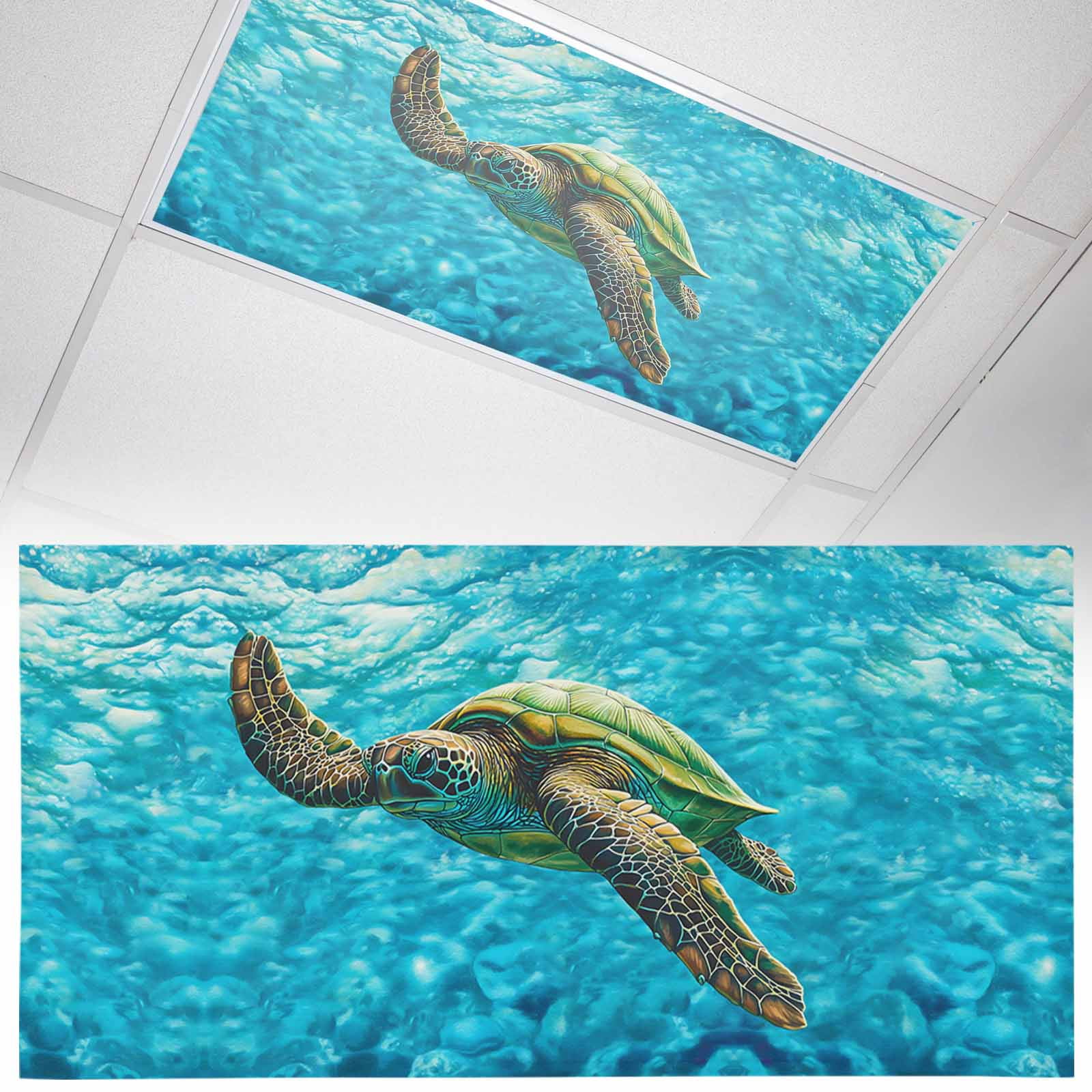 1 Pack Swimming Sea Turtle Fluorescent Light Covers for Ceiling Lights ...