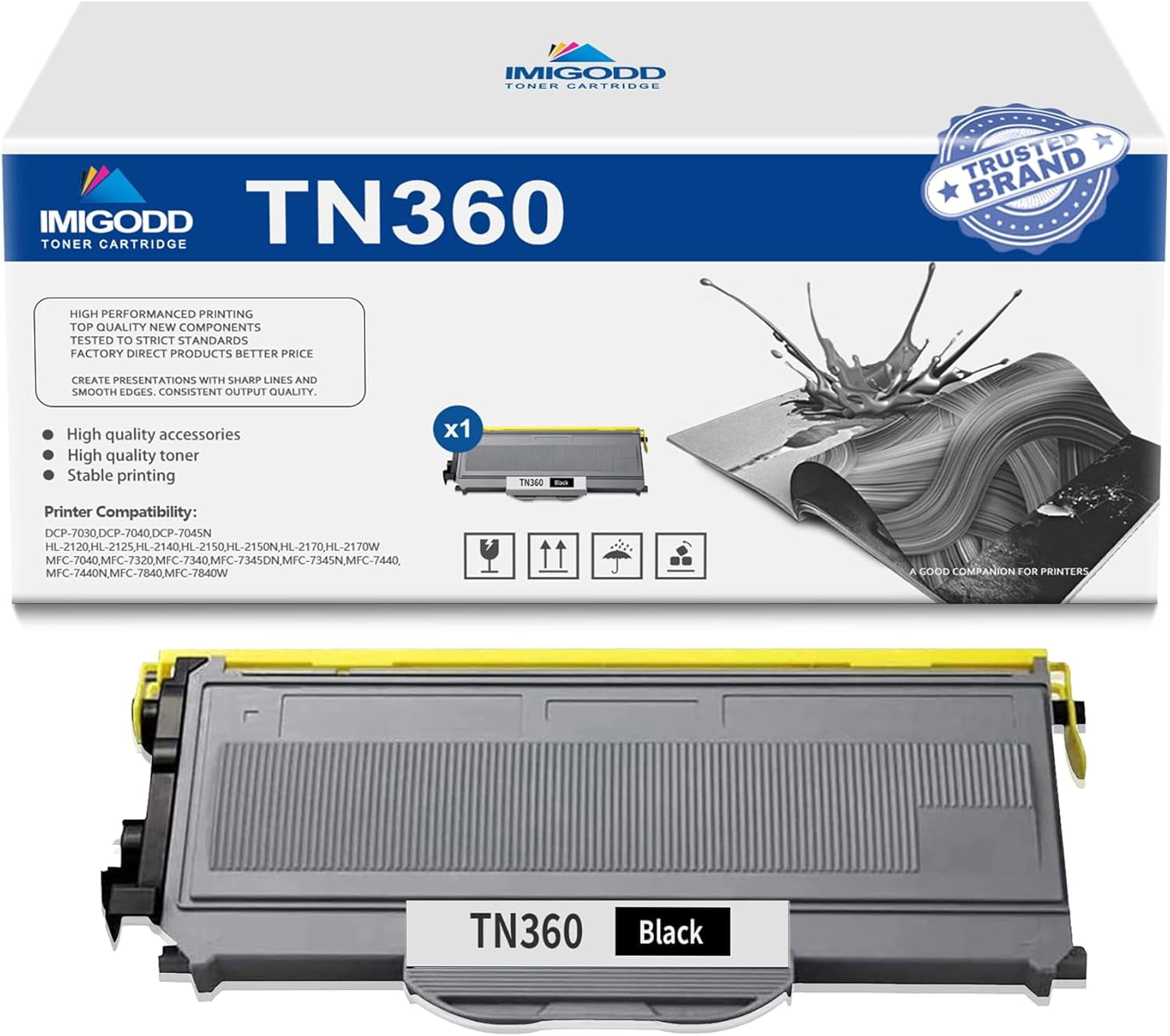 1-Pack TN360 Black Toner Cartridge Replacement for Brother High Capacity 3,000 Pages with DCP ...