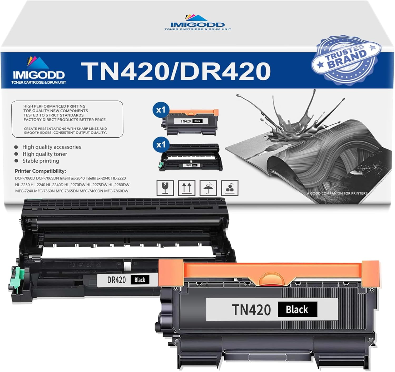 1-Pack TN420 Black Toner Cartridge & 1-Pack DR420 Black Drum Unit ...