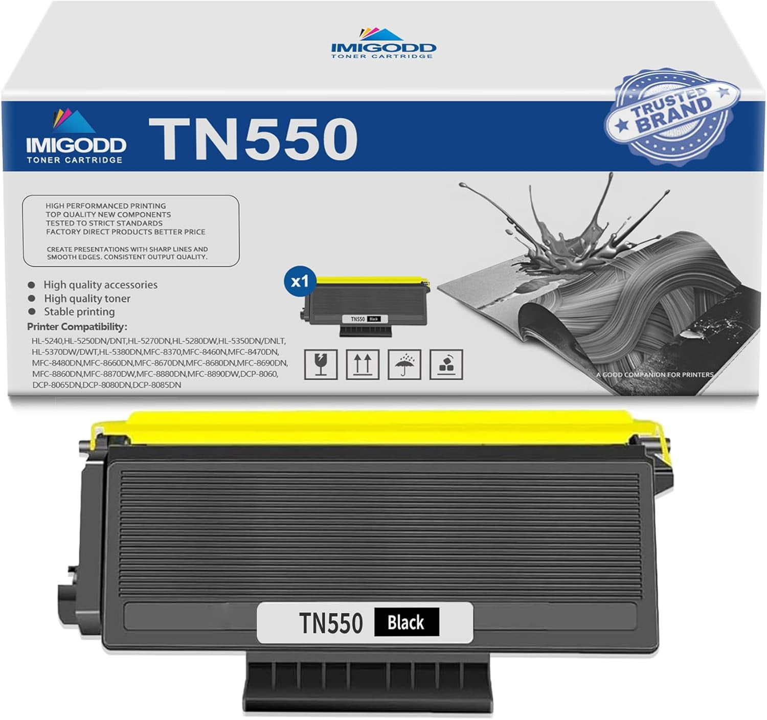 1-Pack TN550 Black Toner Cartridge Replacement for Brother High ...