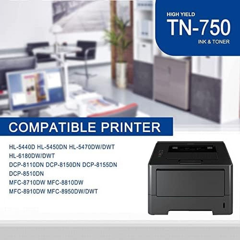 1 Pack TN750 TN-750 High Yield Black Toner Cartridge Compatible TN750 Replacement for Brother HL ...
