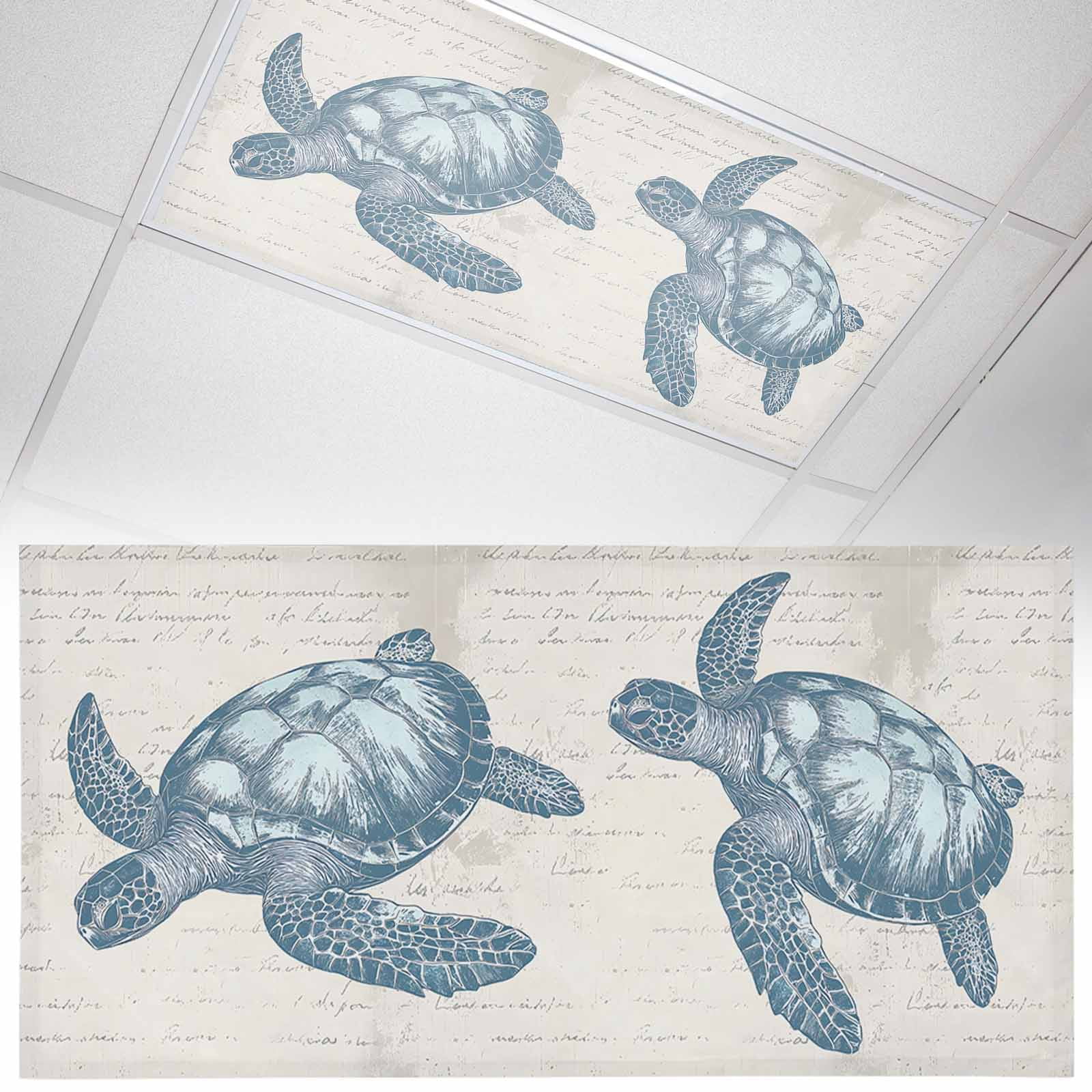 1 Pack Teal Blue Turtle Fluorescent Light Covers for Ceiling Lights ...