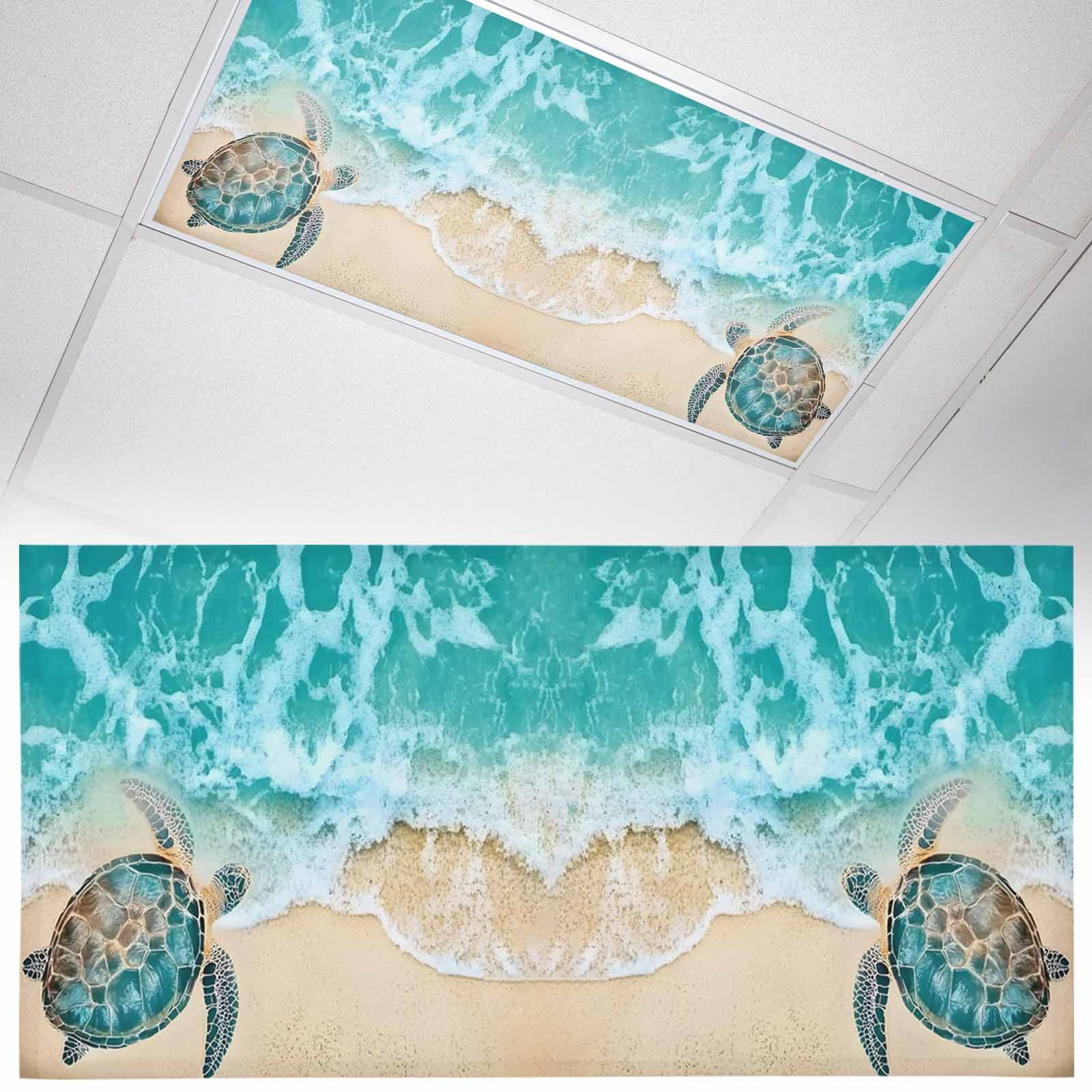 1 Pack Teal Sea Turtle Fluorescent Light Covers for Ceiling Lights ...